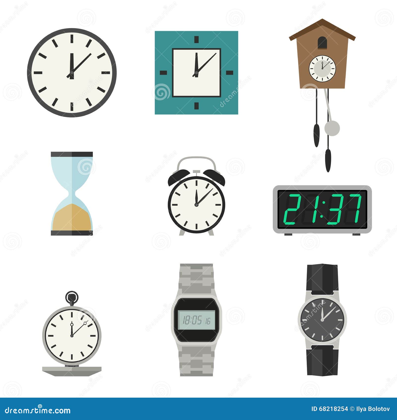 Clock icons set. stock vector. Illustration of interface - 68218254