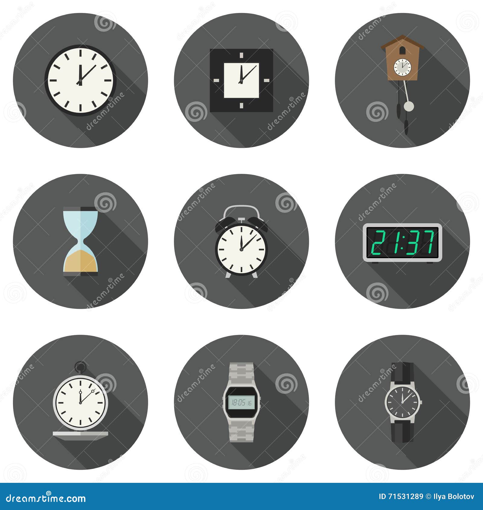 Clock icons set. stock vector. Illustration of line, interface - 71531289