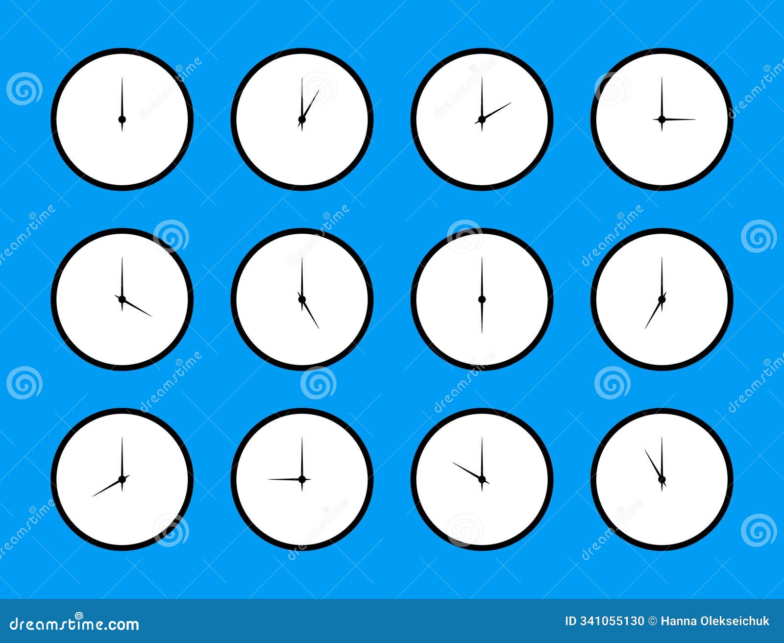 Clock Icons. Time Symbol. Watch Faces. Round Clocks Faces with ...