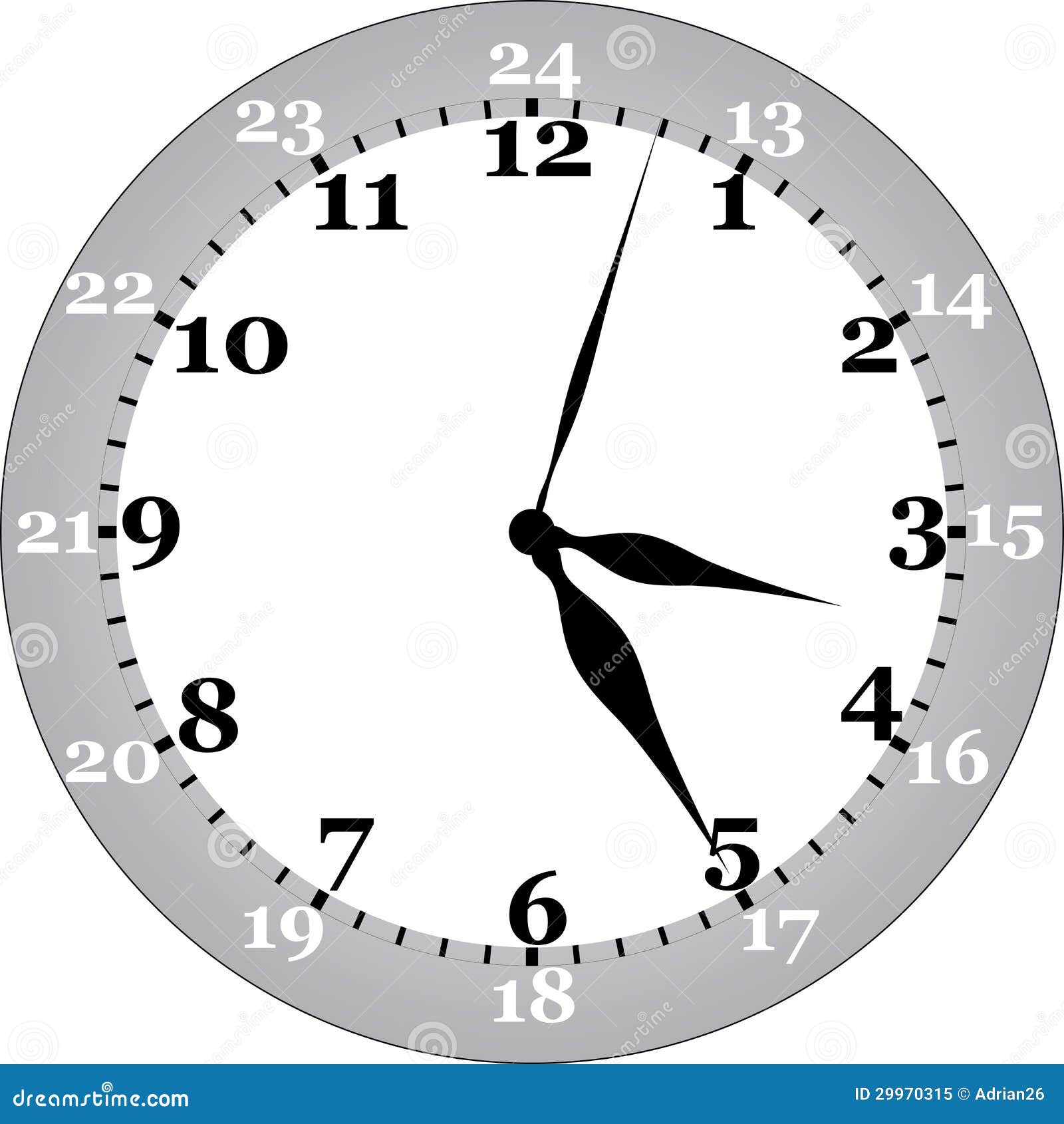 Clock 24h stock illustration. Illustration of hand, isolated - 29970315