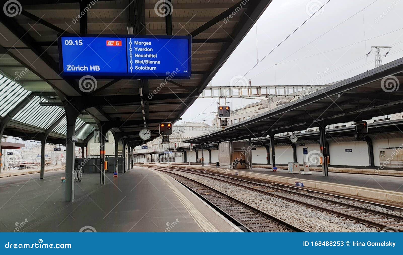 Railway Station Platform, Geneva, Switzerland Stock Image - Image of ...