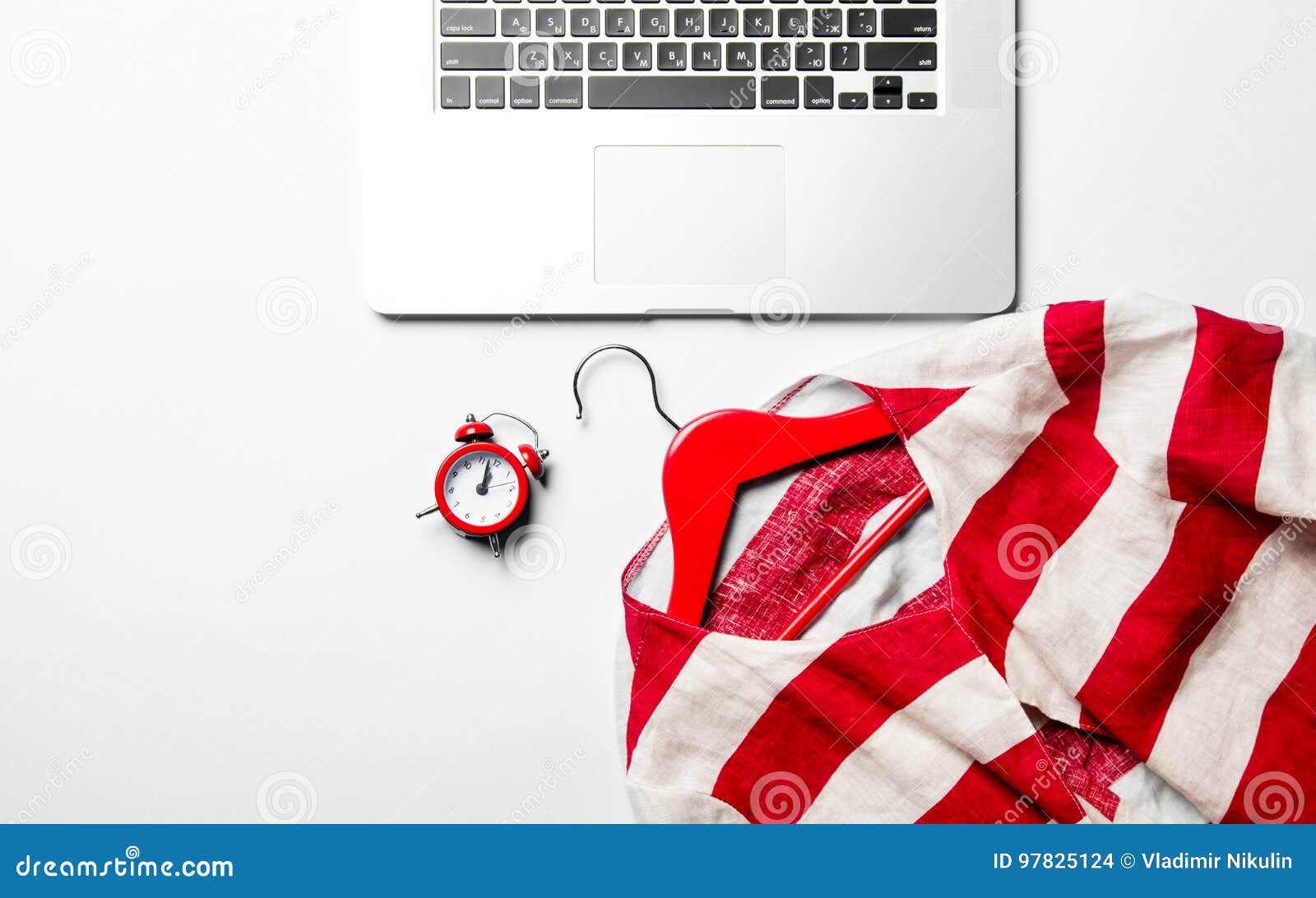 Clock, Jacket, Hanger and Laptop Stock Photo - Image of retro, jacket ...