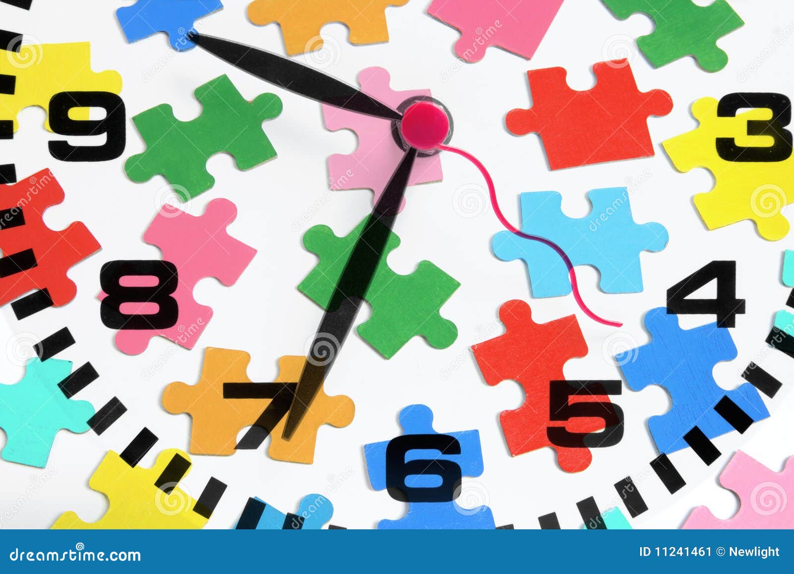 Clock and Jigsaw Puzzle stock image. Image of assemble - 11241461