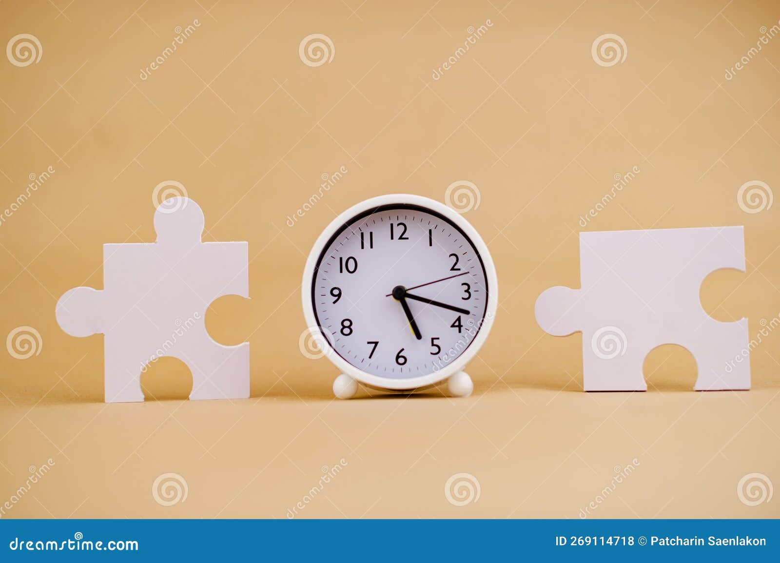 Clock and Jigsaw Time and Puzzle Pieces Stock Photo - Image of ...