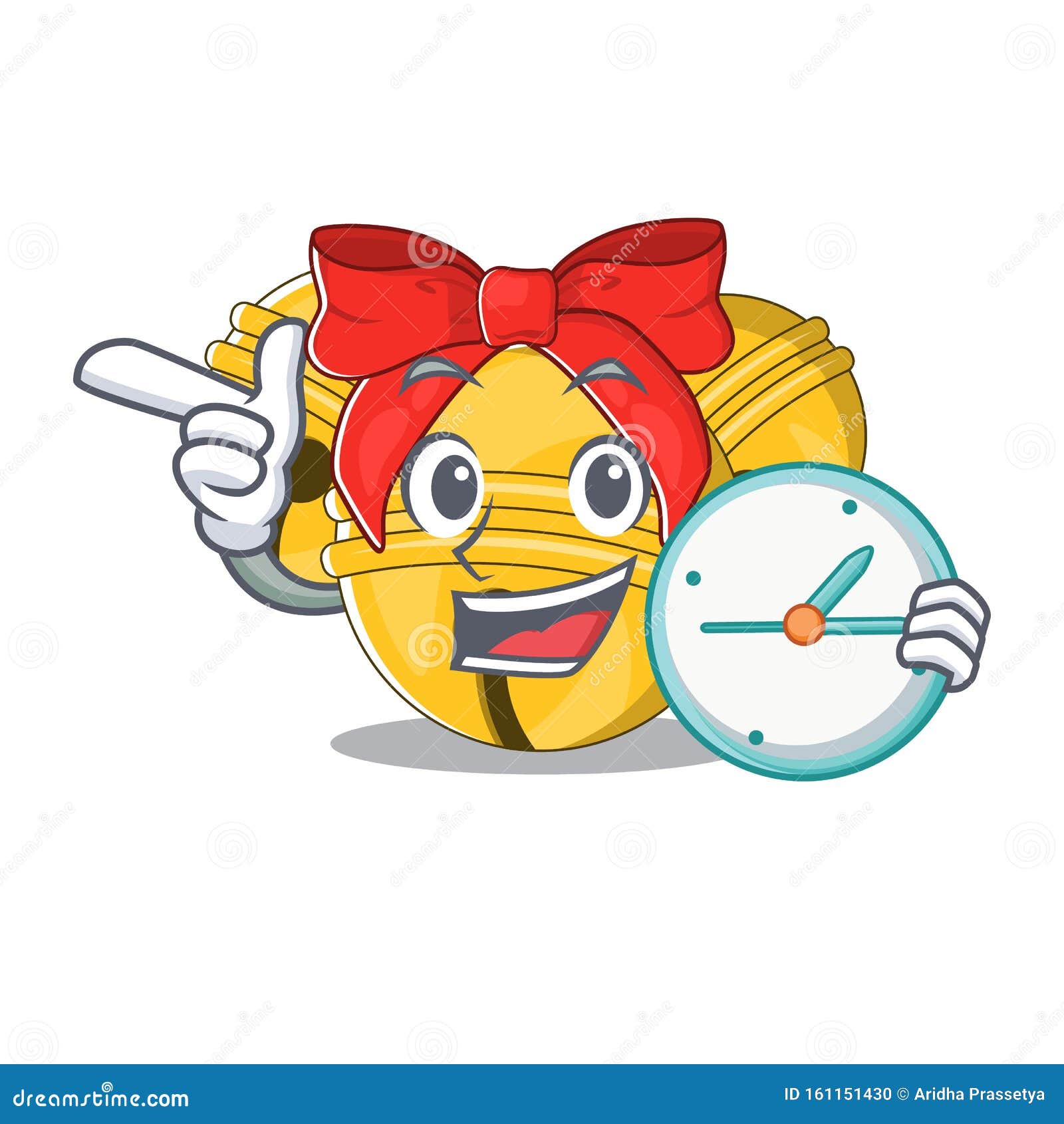 With Clock Jingle Bell Cartoon Isolated with Mascot Stock Vector ...