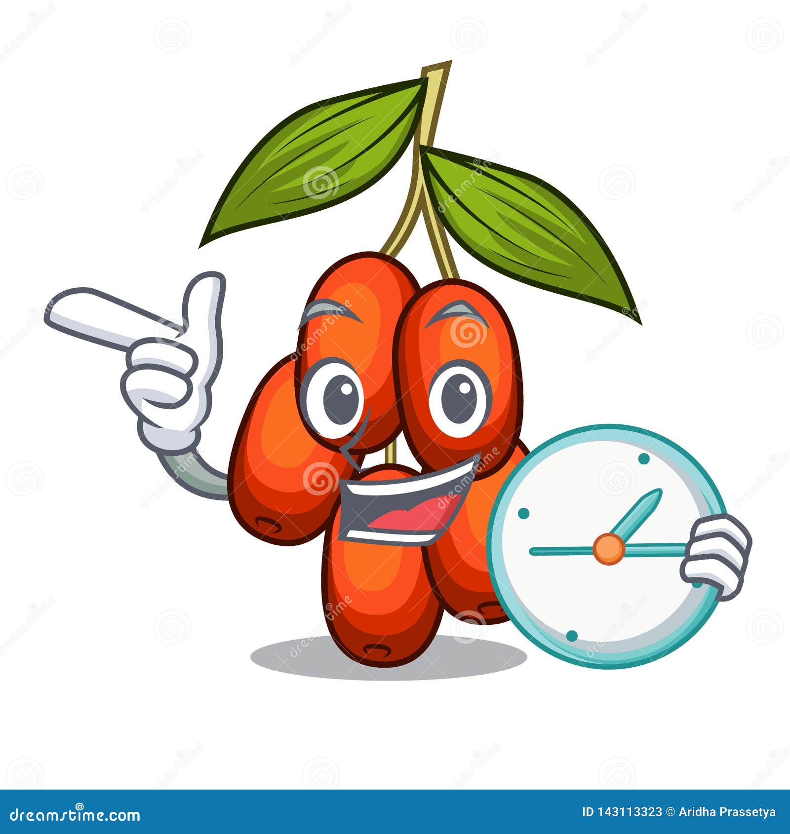 With Clock Jujube Fruit Isolated with the Cartoon Stock Vector ...