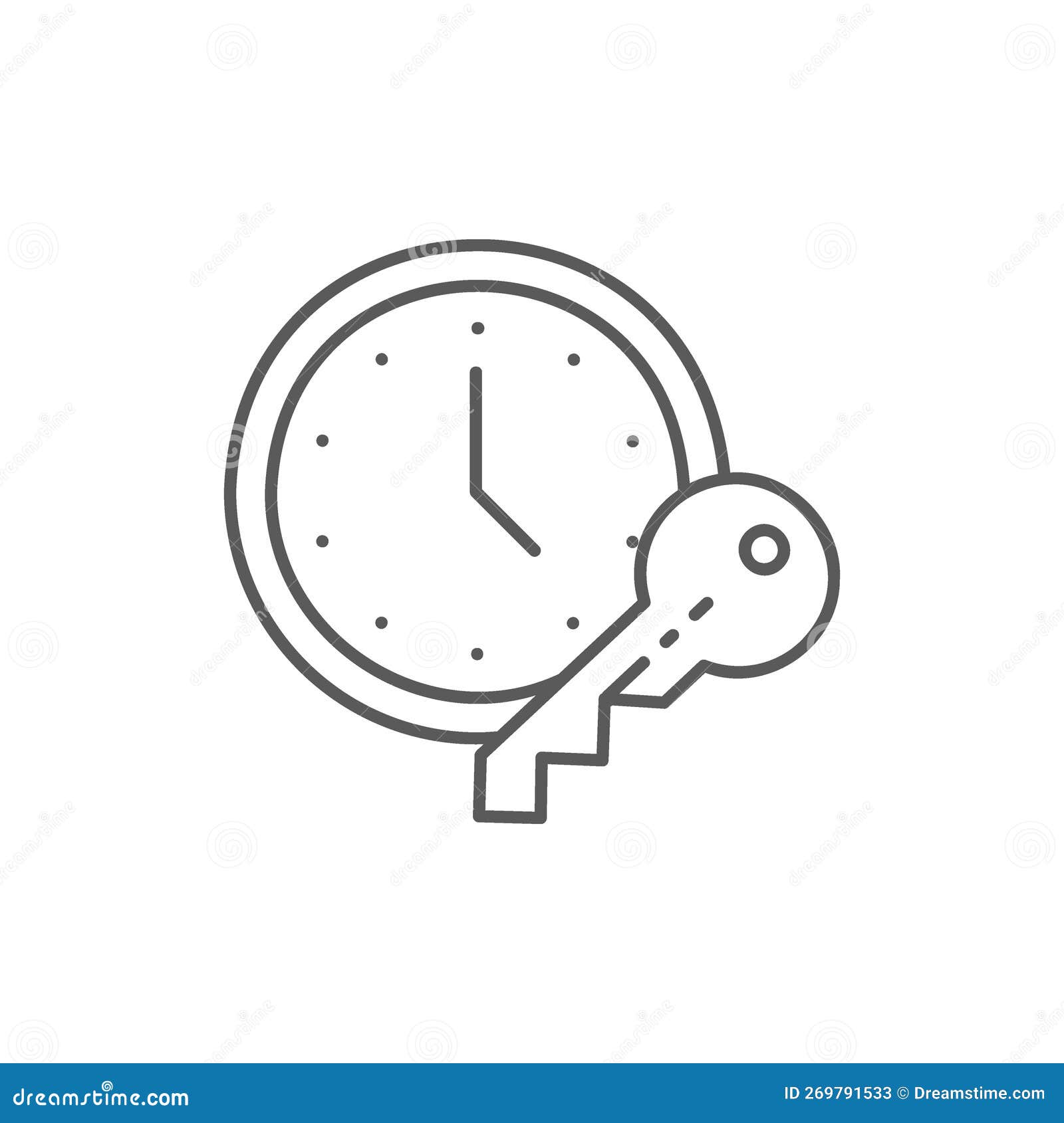 Clock with Key, Timer Lineal Icon. Time Management Symbol Design Stock ...
