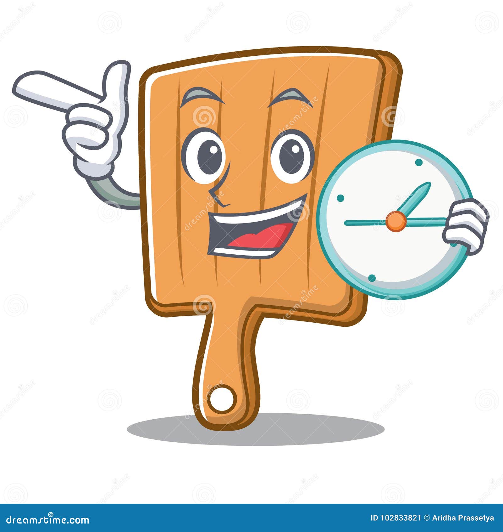 With Clock Kitchen Board Character Cartoon Stock Vector - Illustration ...