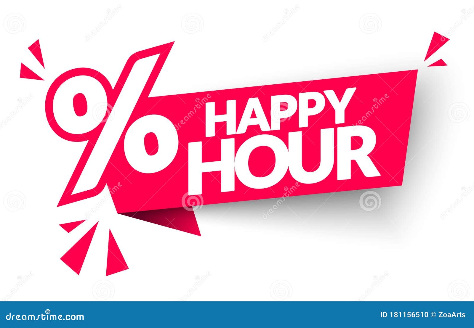 Vector Illsutration Happy Hour Label. Modern Web Banner with Percent ...
