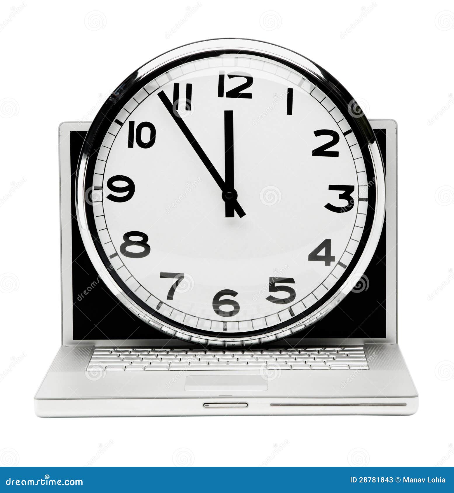 Clock on laptop stock image. Image of portable, email - 28781843