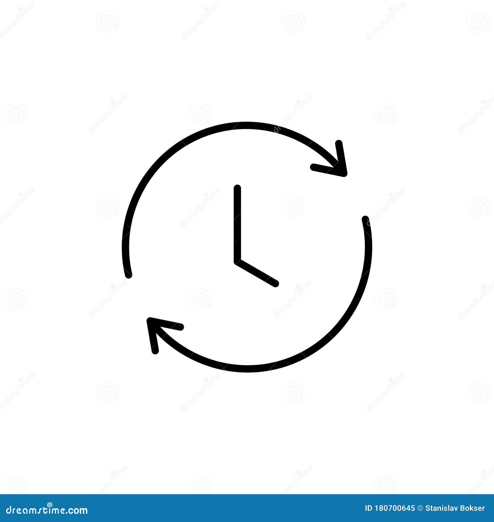 Clock Line Icon Isolated on White Background Stock Illustration ...