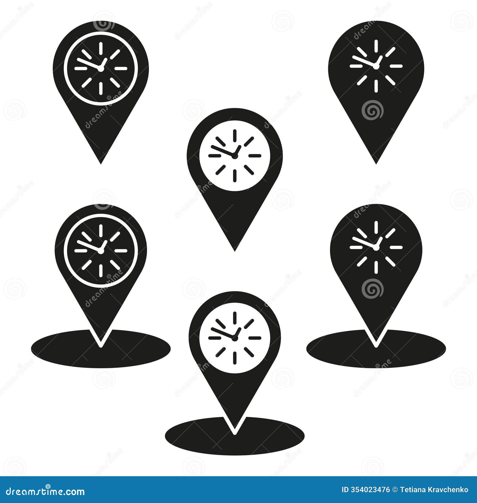 Clock Location Icon. Time Pin Symbol. Map Marker Clock. Black Simple ...
