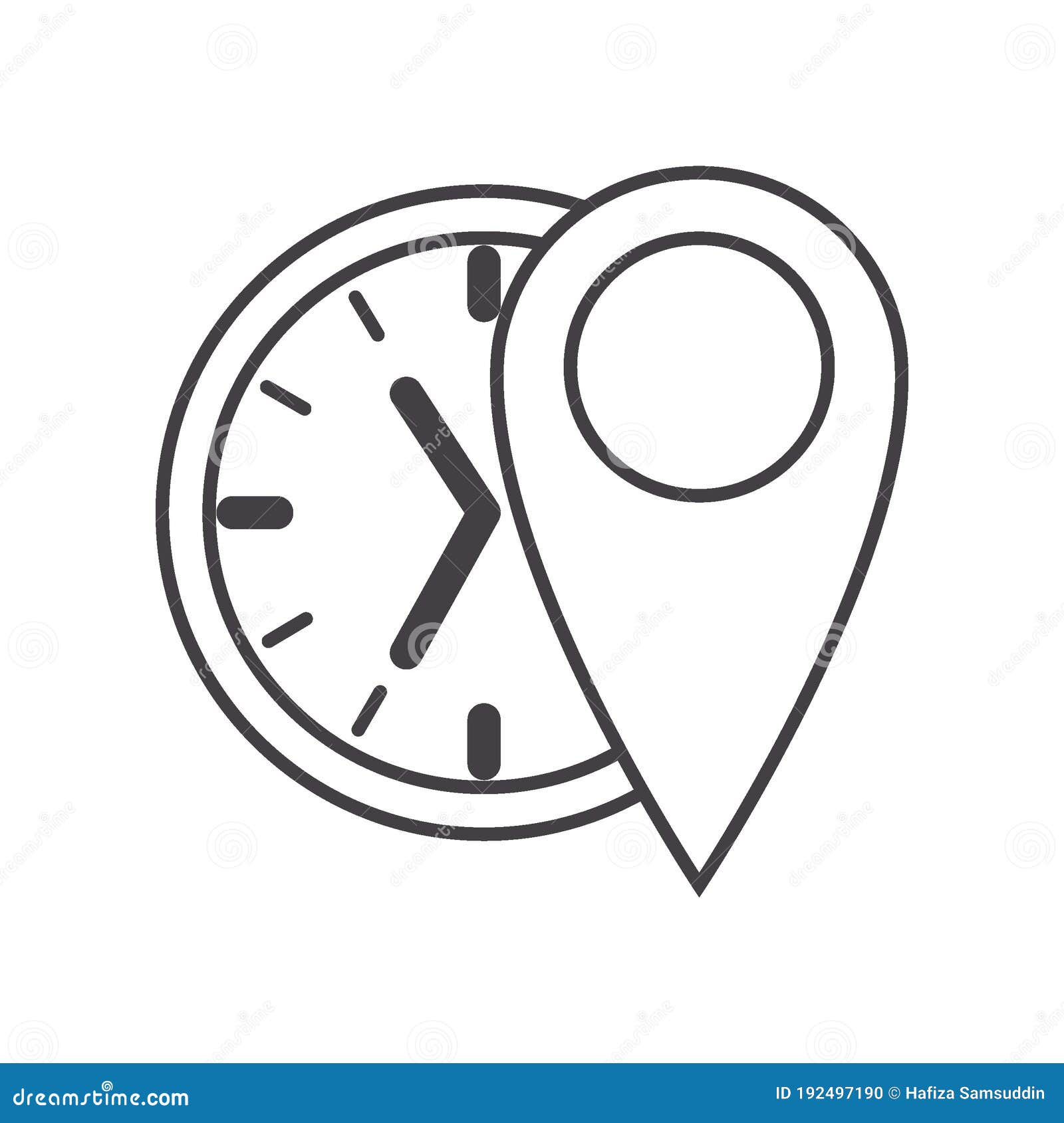 Clock with Location Indicator. Vector Illustration Decorative Design ...