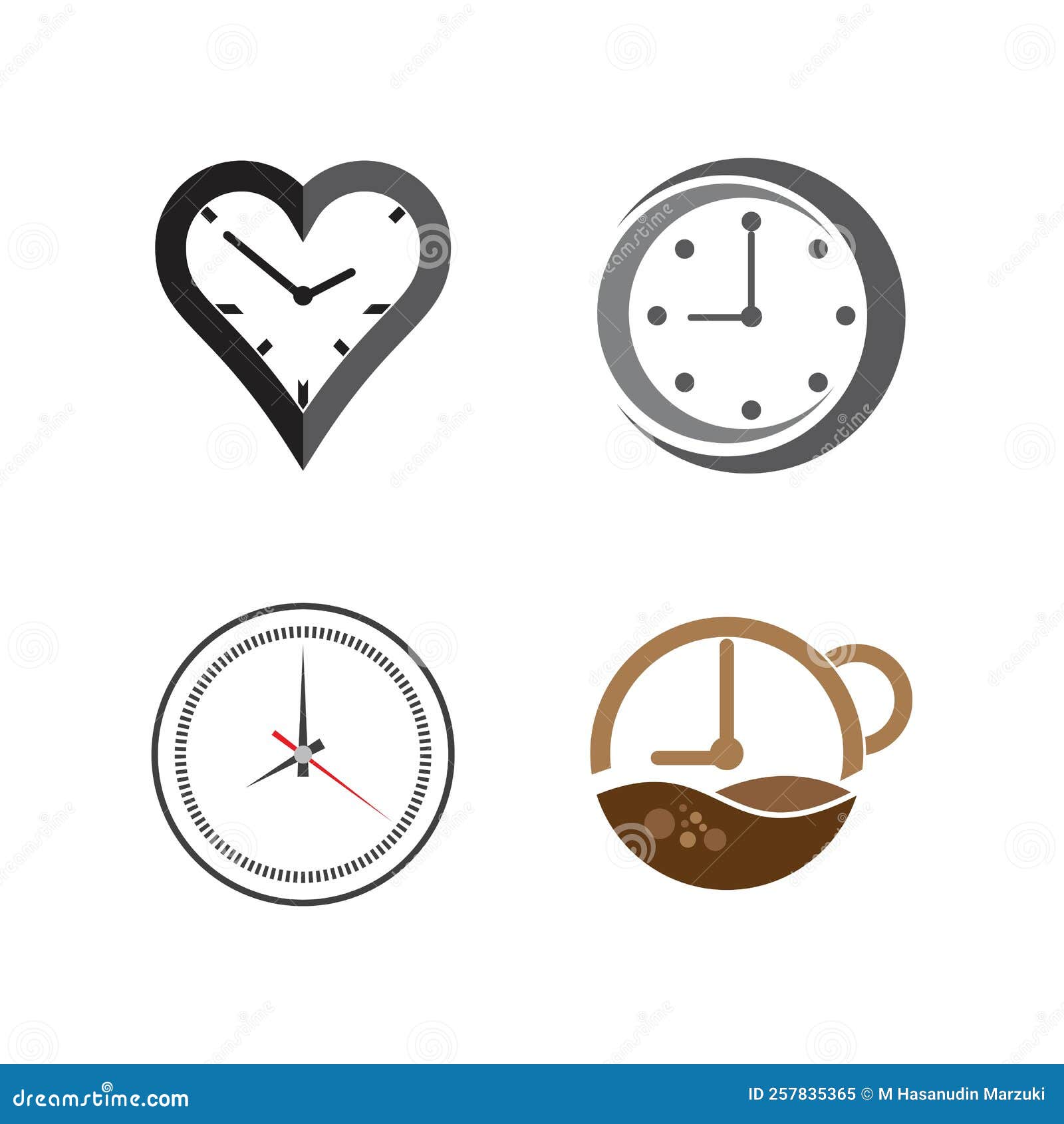 Clock logo icon stock illustration. Illustration of flat - 257835365