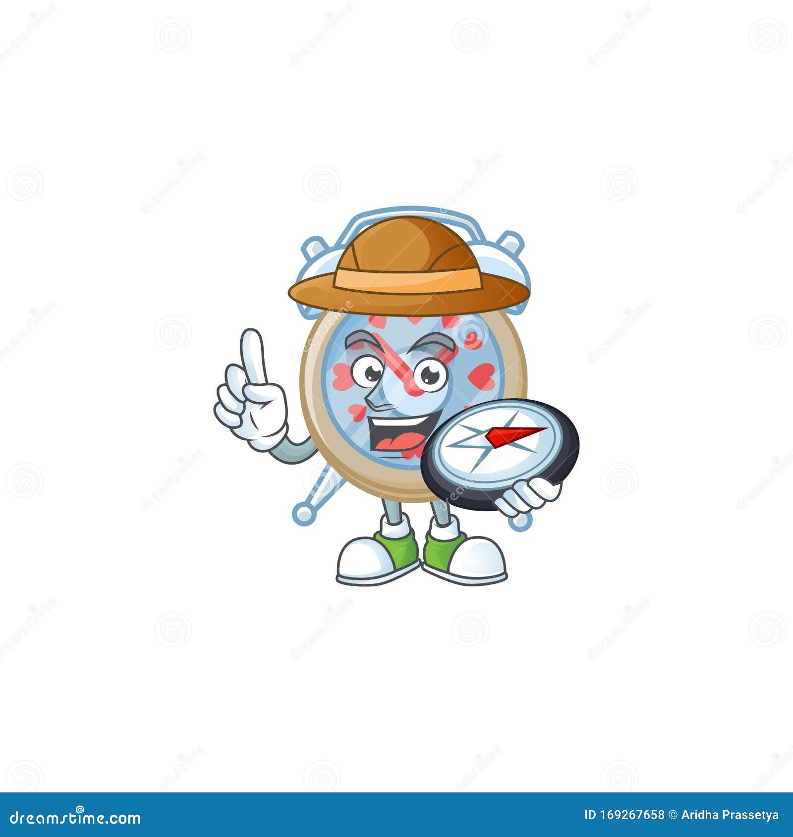 Clock Love Stylized Explorer Having a Compass Stock Vector ...