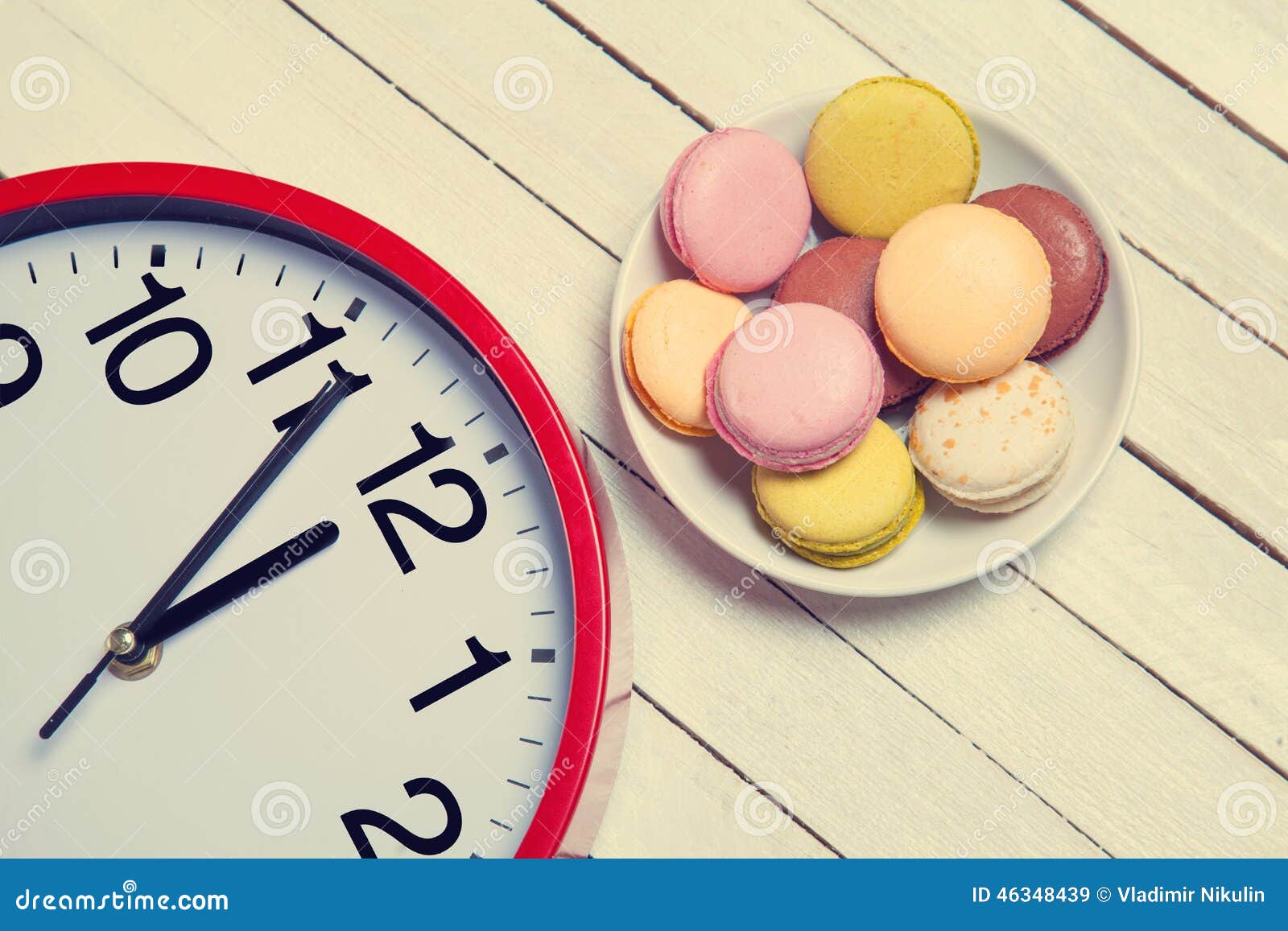 Clock and macaron stock image. Image of food, counting - 46348439