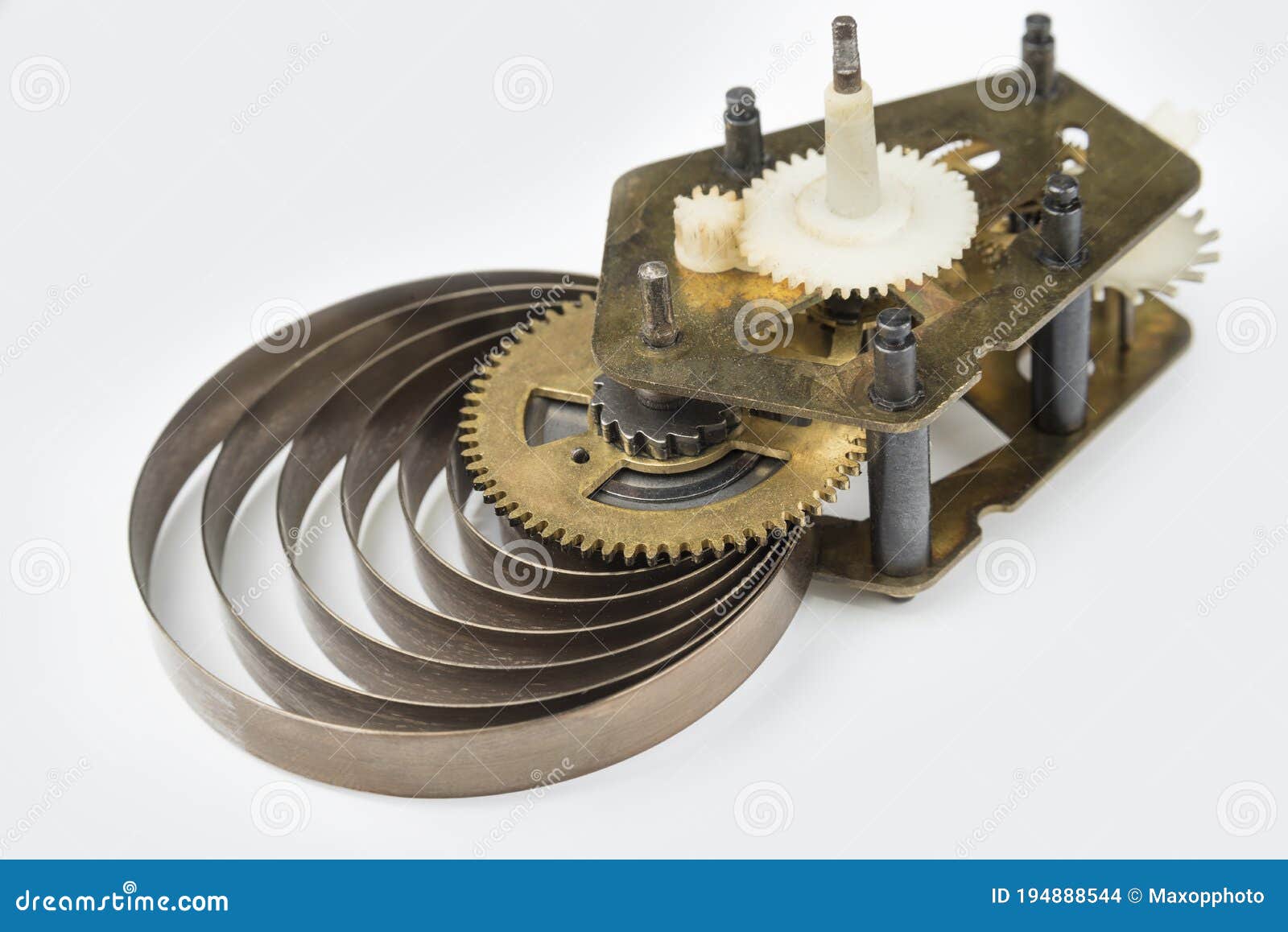 Clock Machine on a White Background Stock Photo - Image of metallic ...