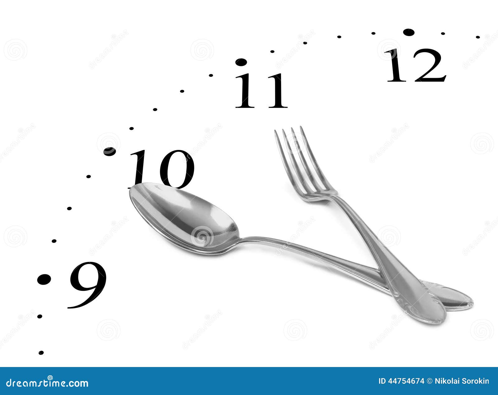 Clock Made of Fork and Spoon Stock Photo - Image of lunch, number: 44754674