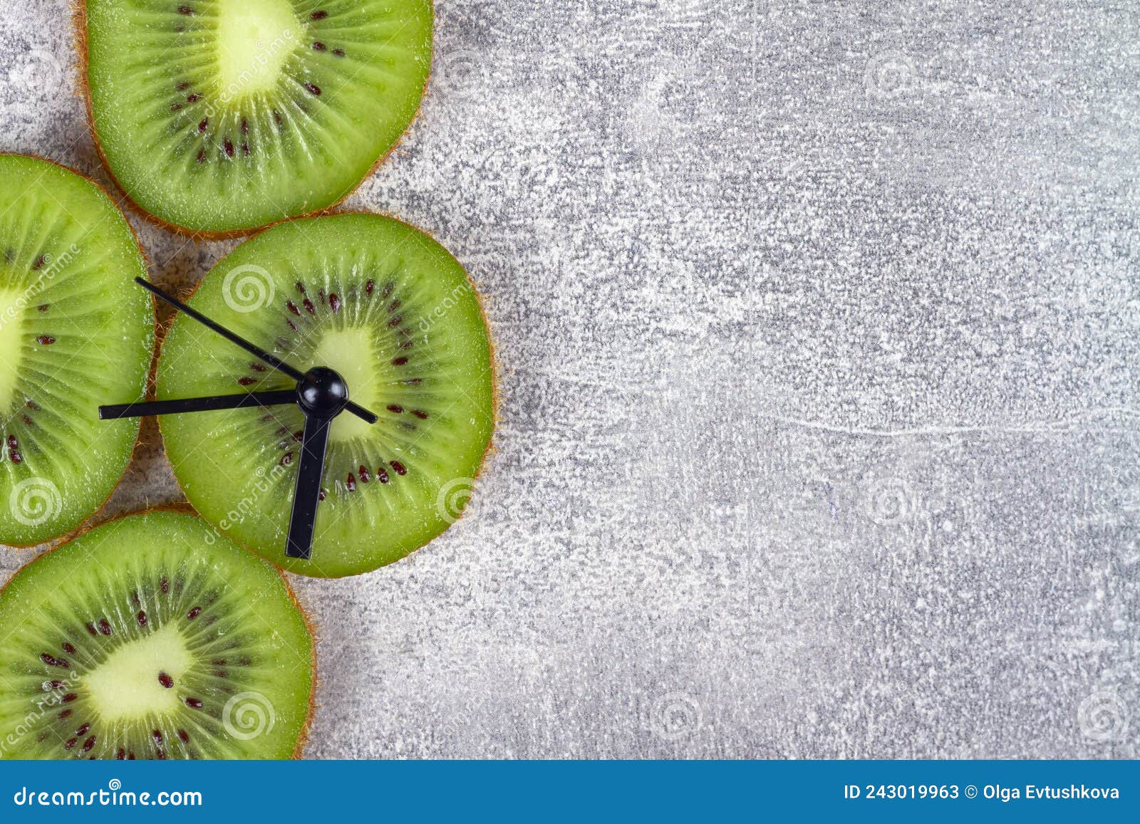 A Clock Made of Green Kiwi Fruit Shows the Time Stock Image - Image of ...