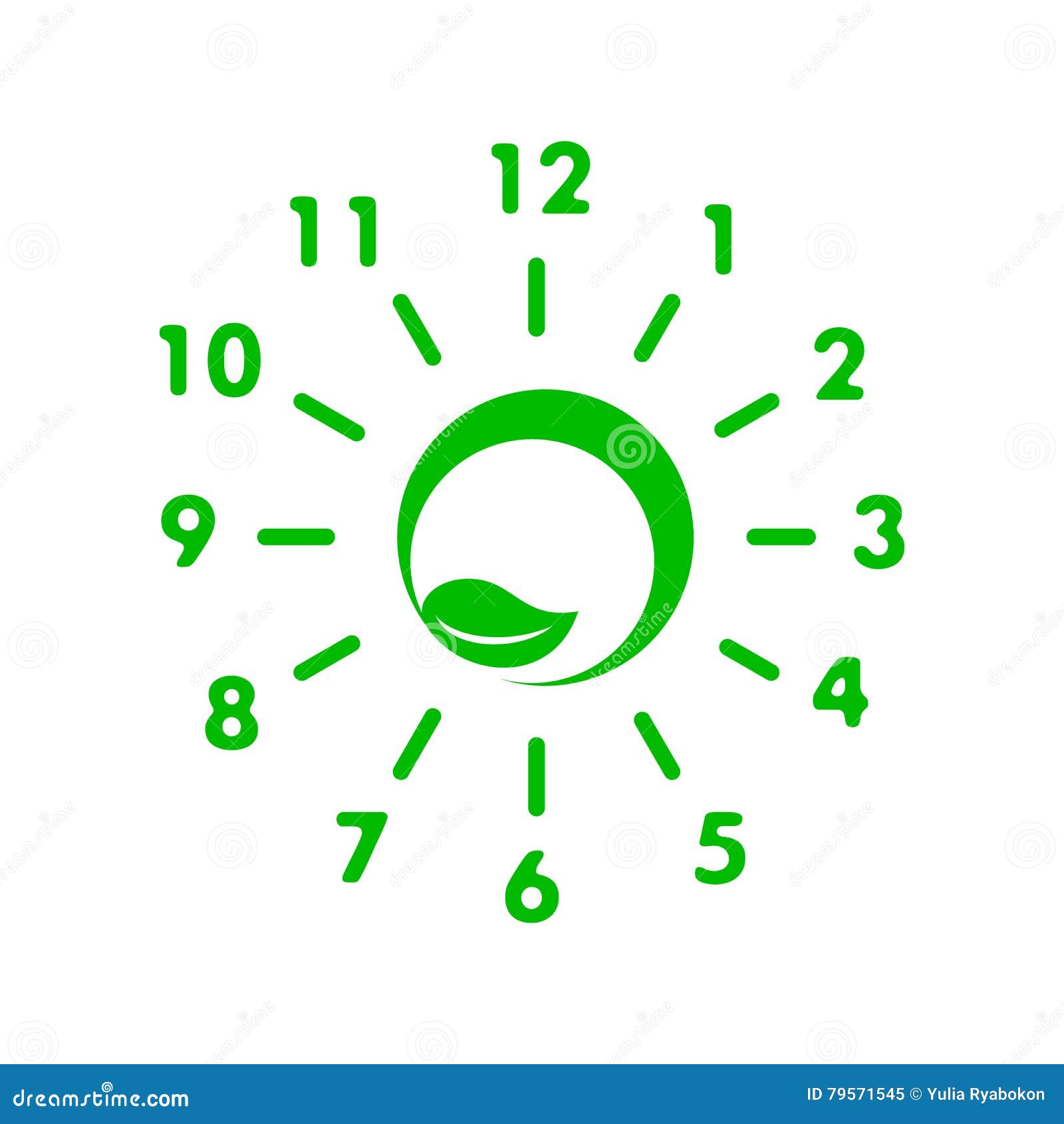 Clock Made of Green Leaf Icon, Simple Style Stock Vector - Illustration ...