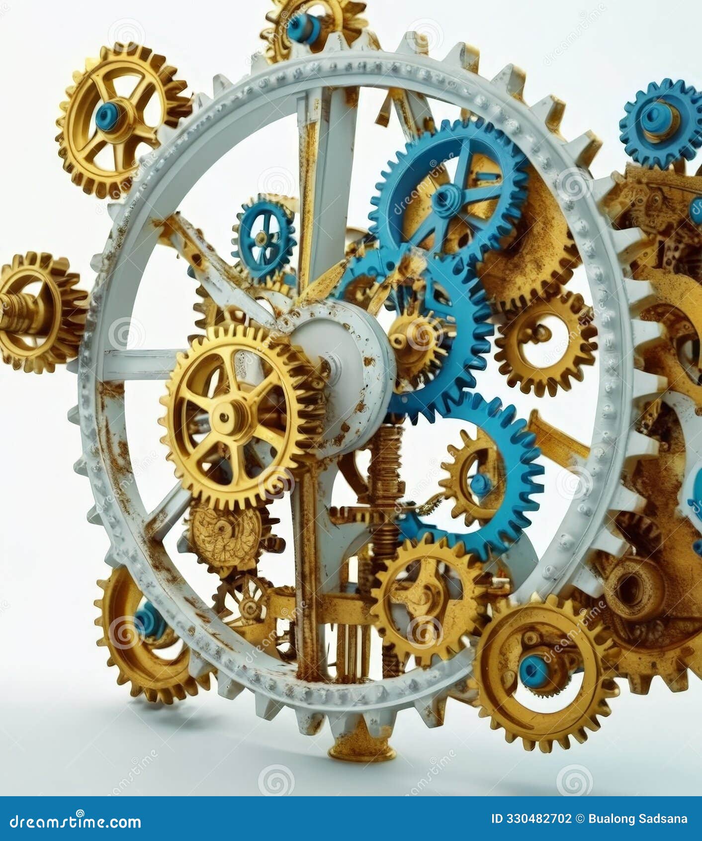 Clock made out gears and stock illustration. Illustration of motor ...