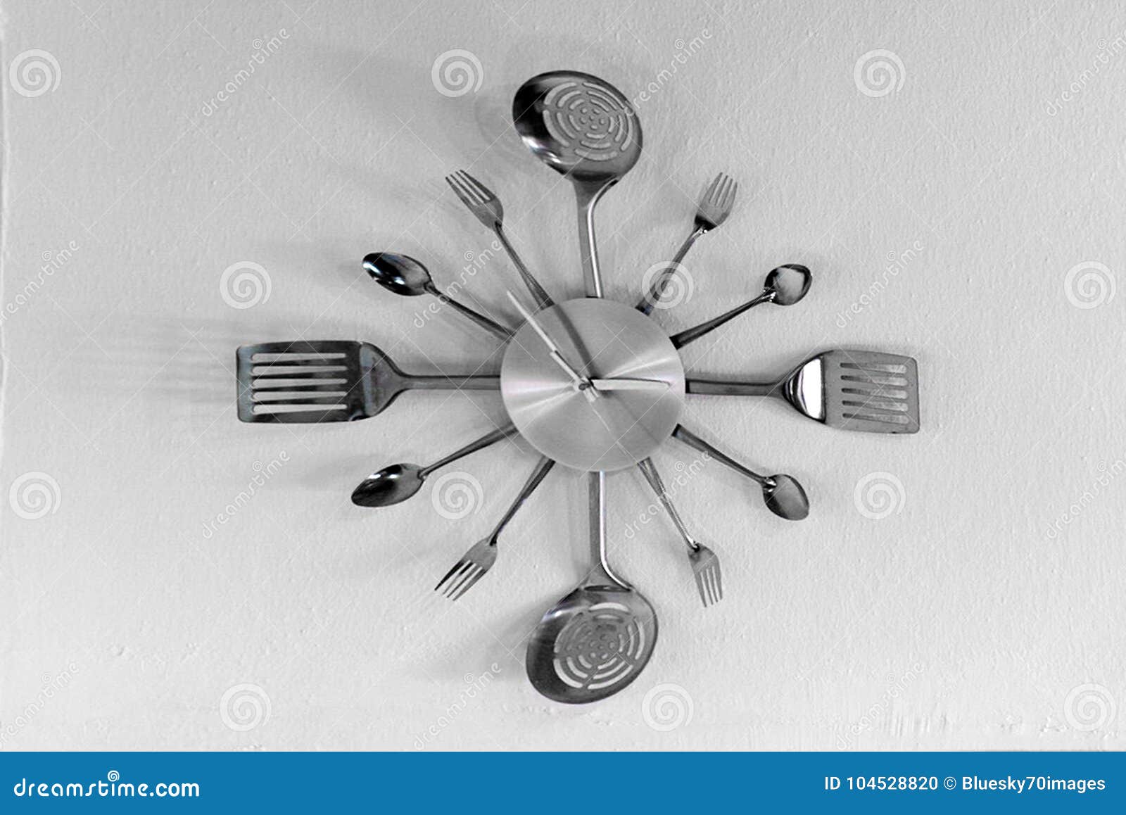 Clock Made of Spoons and Forks on the Wall Stock Photo - Image of ...