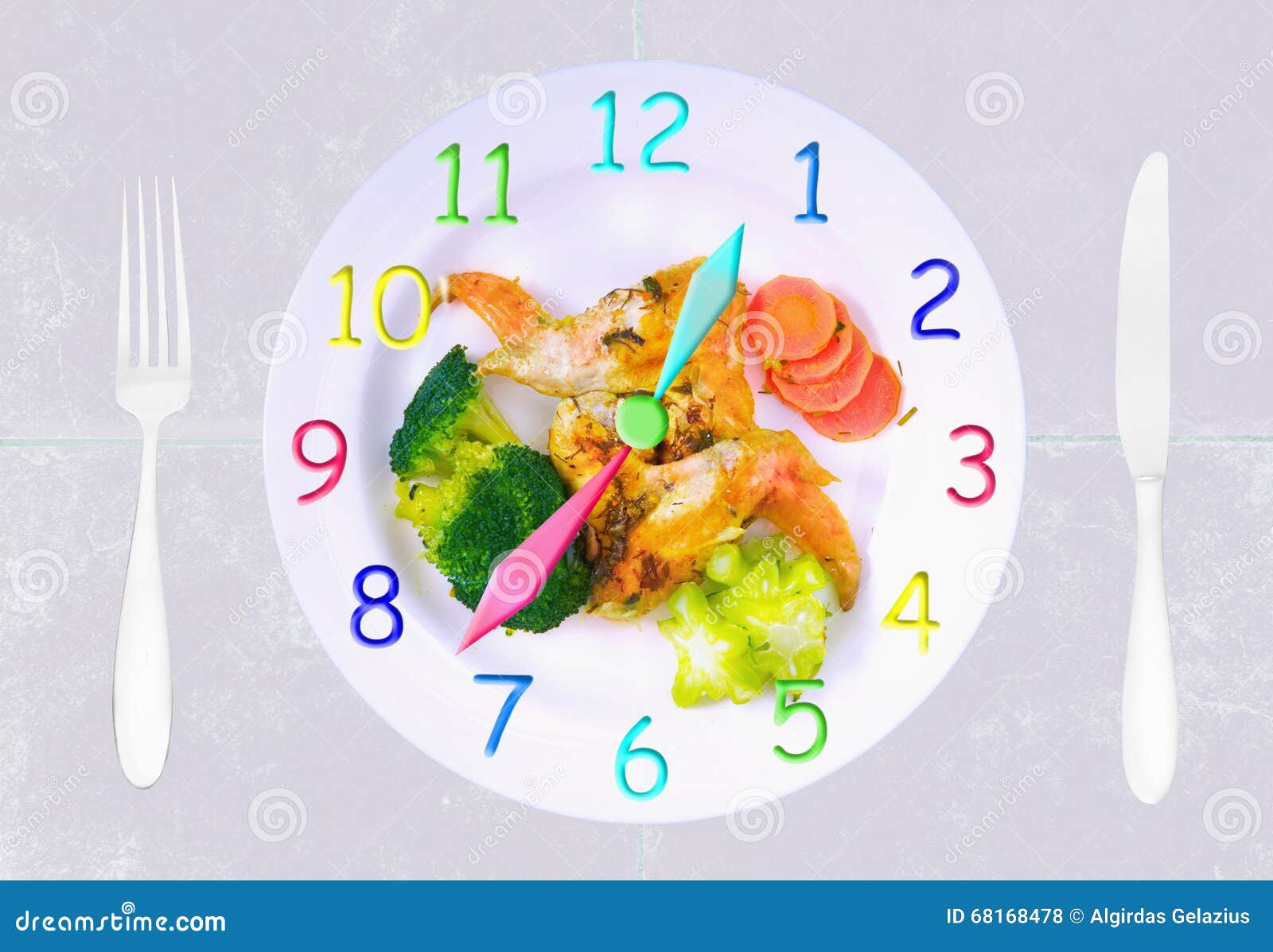 Clock Made of a Stew Plate with Chicken Wings and Vegetables Stock ...