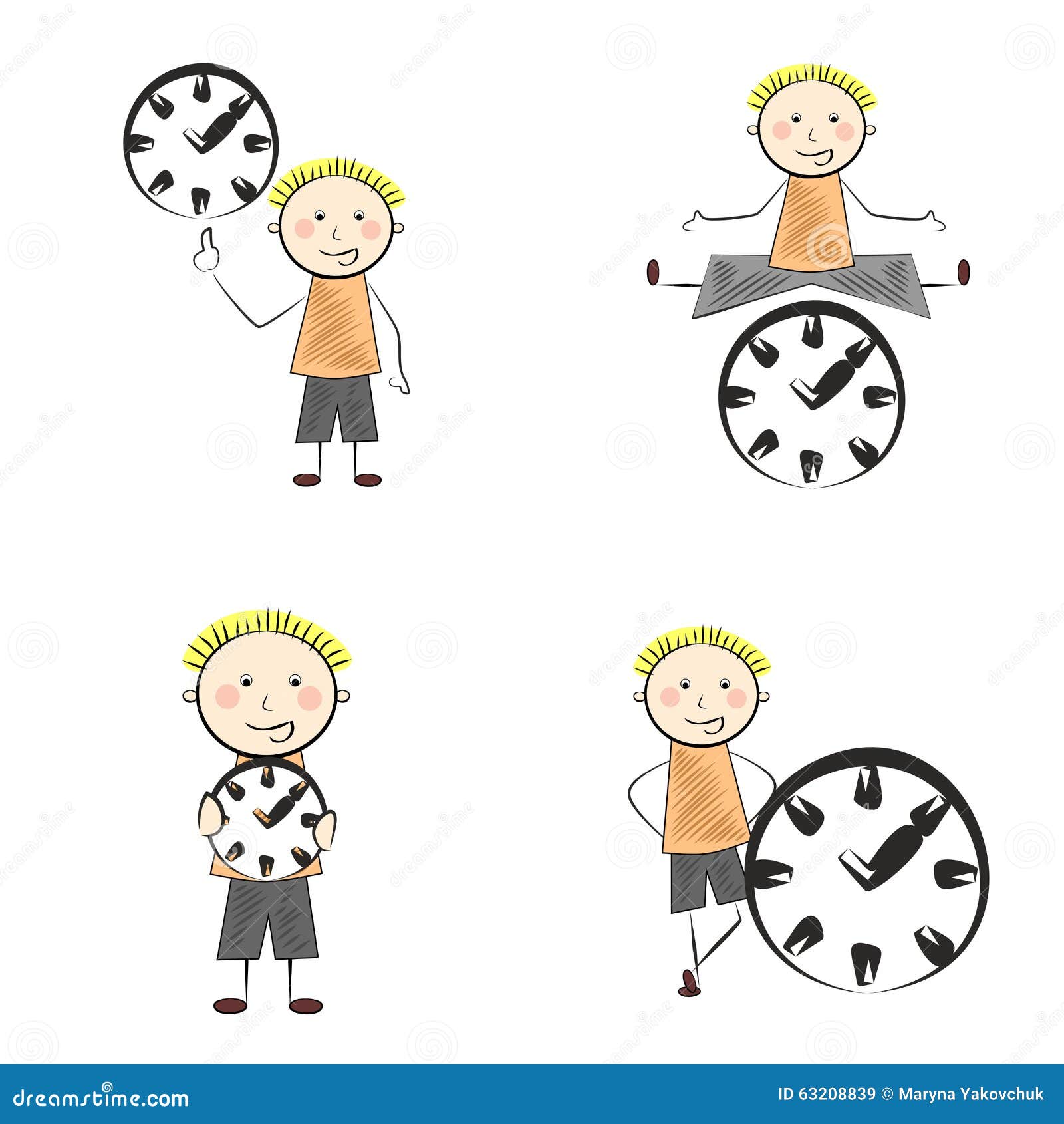 Clock and man stock vector. Illustration of vector, business - 63208839