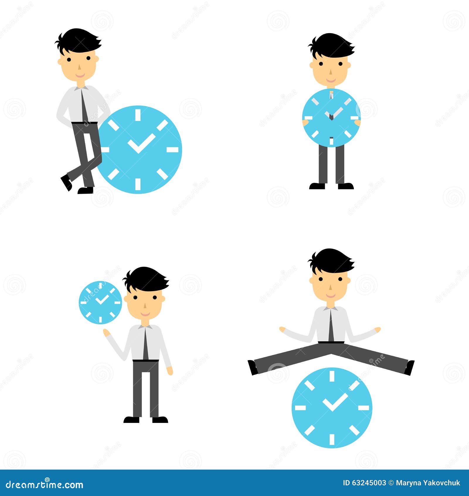 The clock and man stock vector. Illustration of sign - 63245003