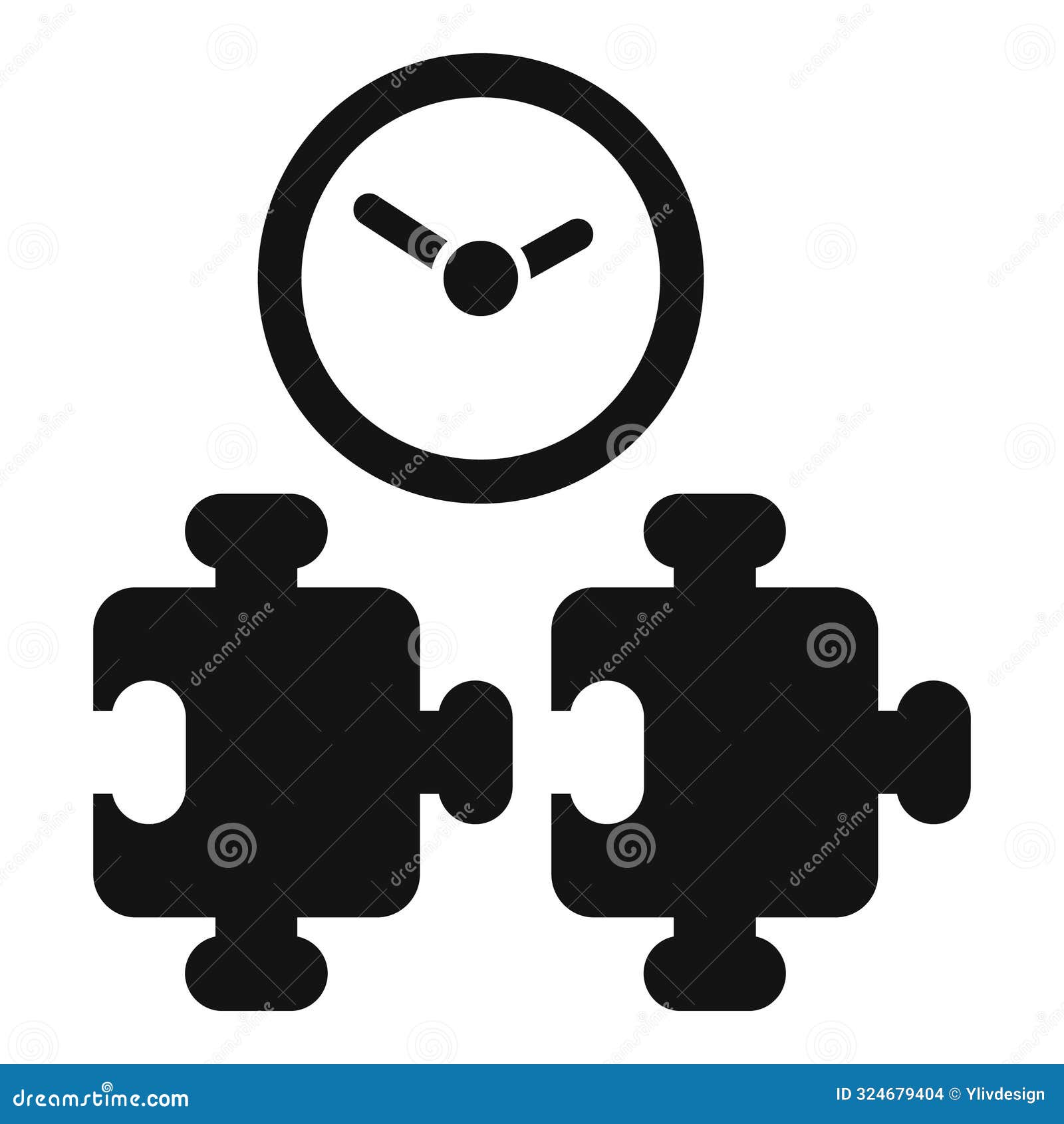 Clock Managing Time Completing Puzzle Pieces Teamwork Concept Stock ...