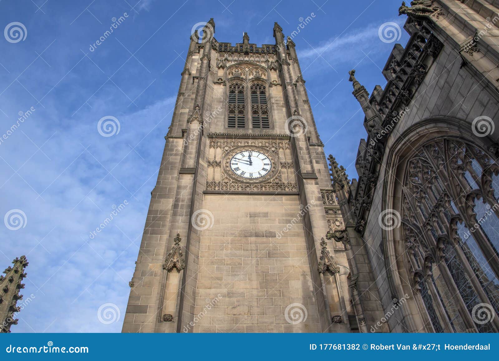 Clock at the Manchester Cathedral at Manchester England 2019 Editorial ...