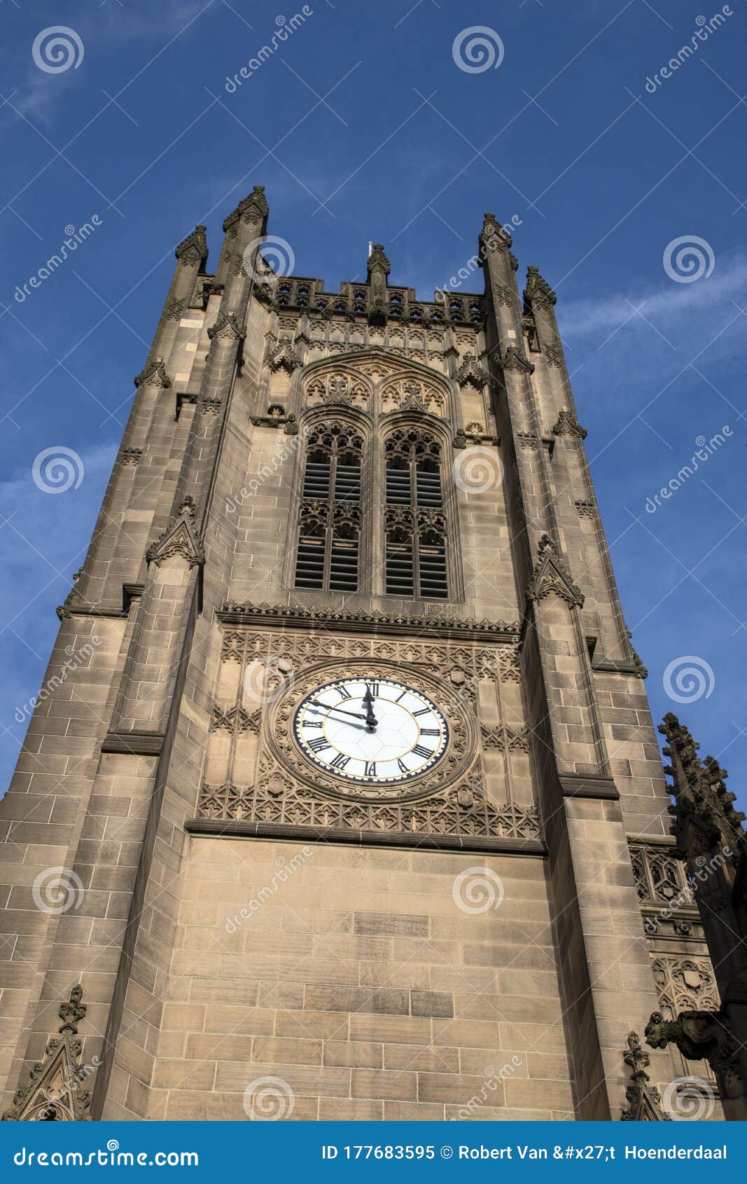 Clock at the Manchester Cathedral at Manchester England 2019 Stock ...