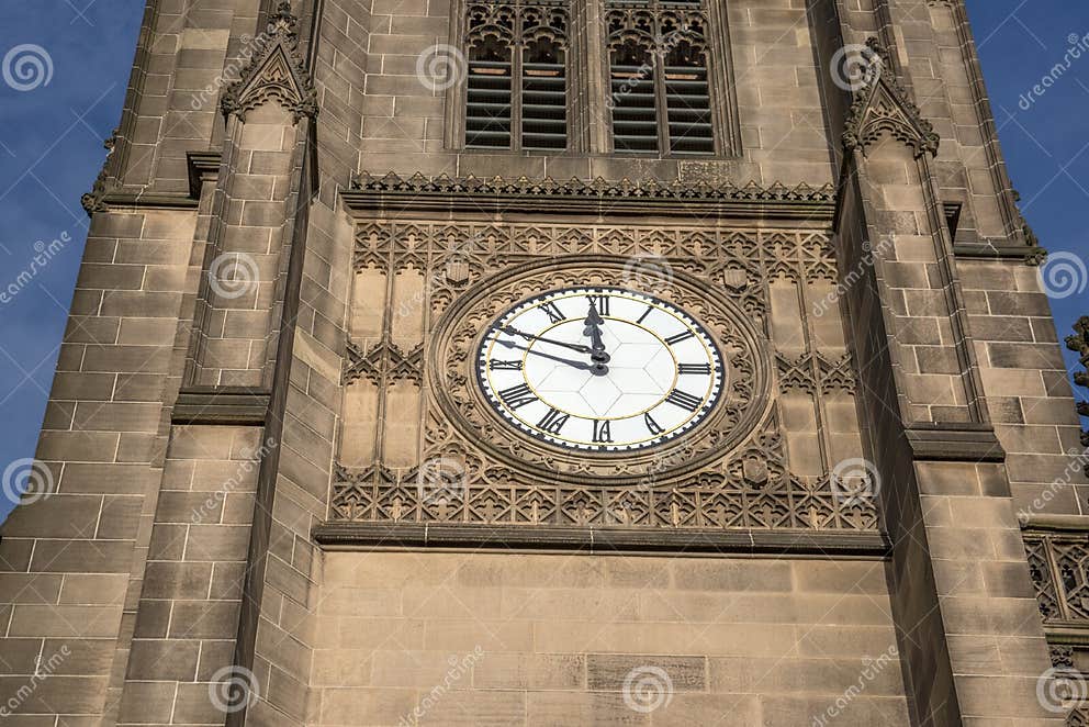 Clock at the Manchester Cathedral at Manchester England 2019 Editorial ...