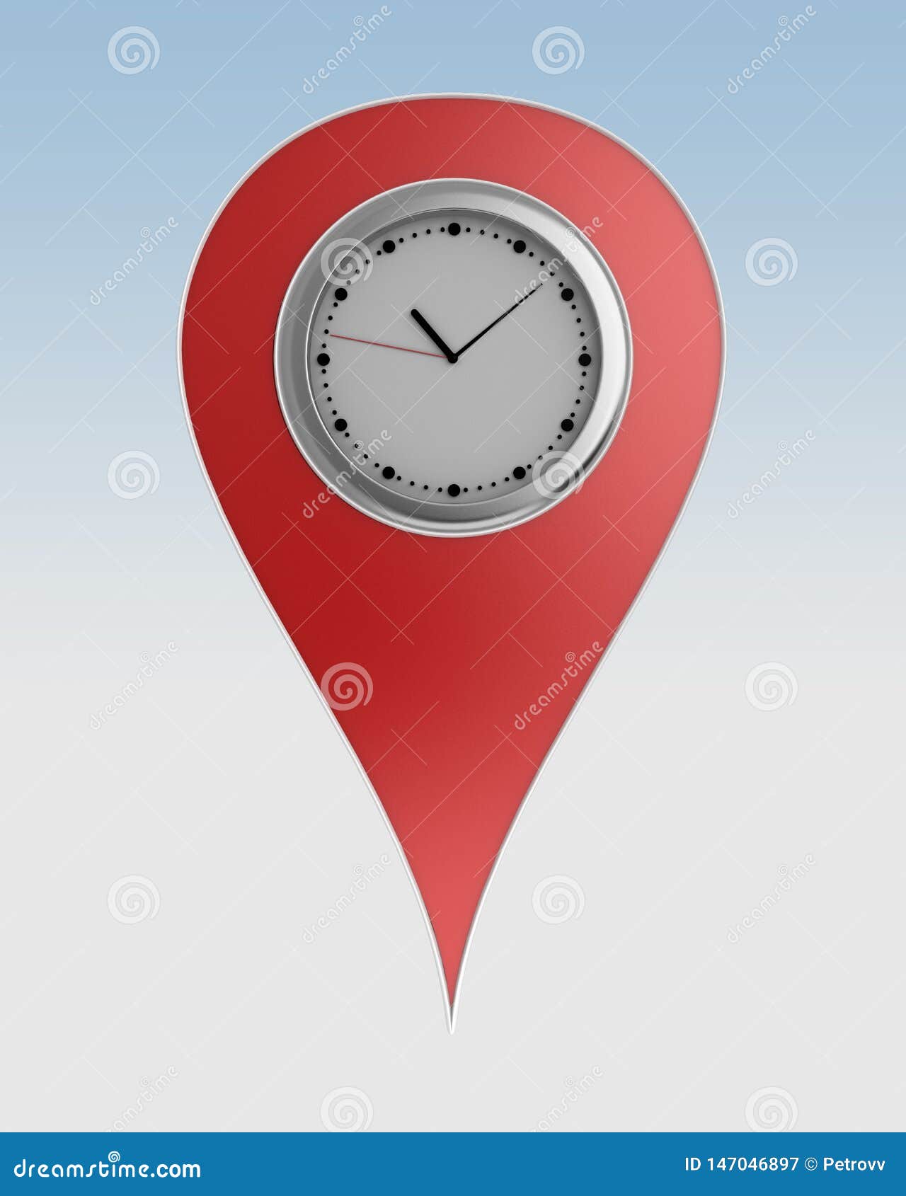 Clock with map pin symbol stock illustration. Illustration of time ...