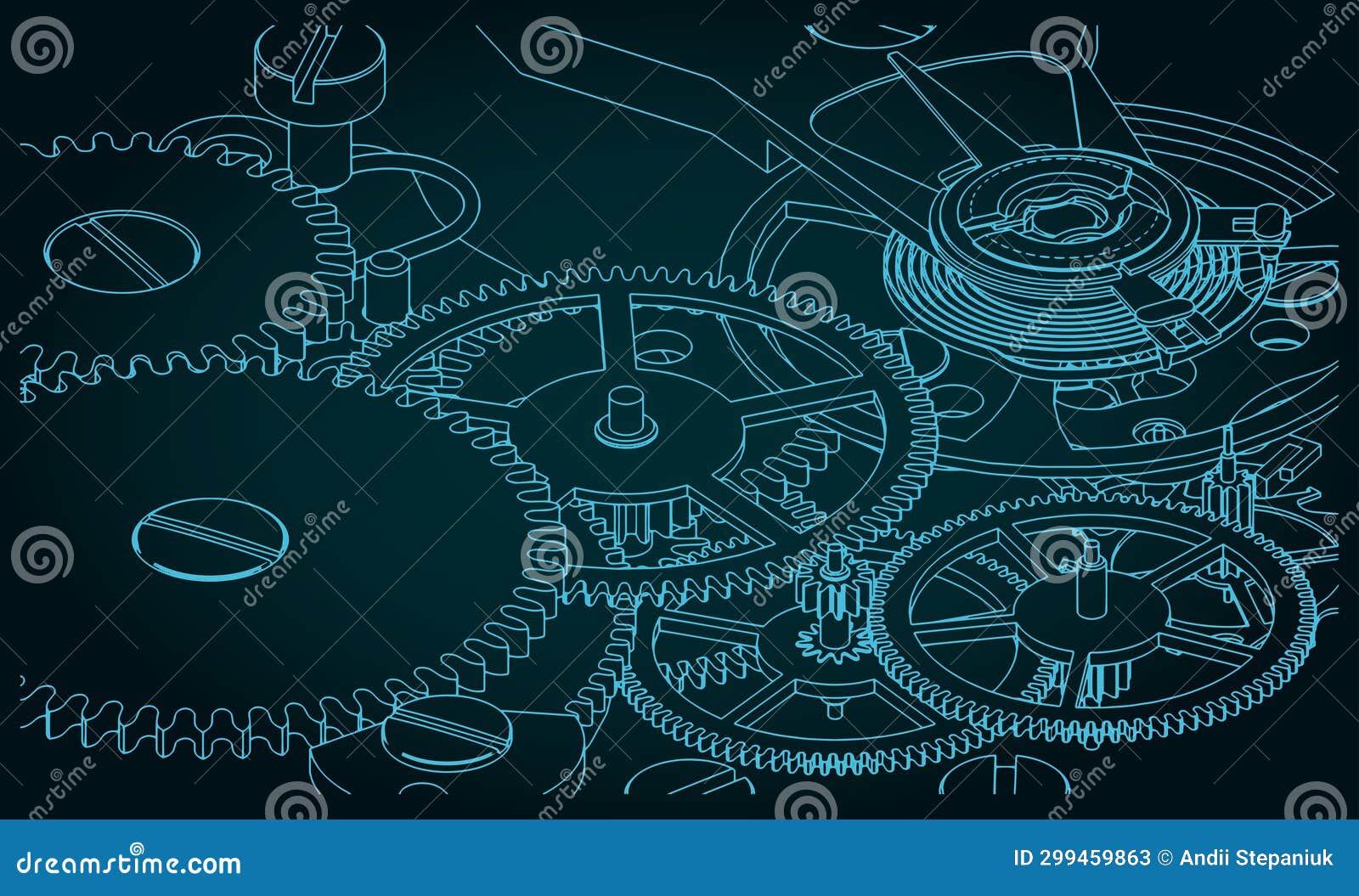 Clock Mechanism Close-up Illustration Stock Illustration - Illustration ...