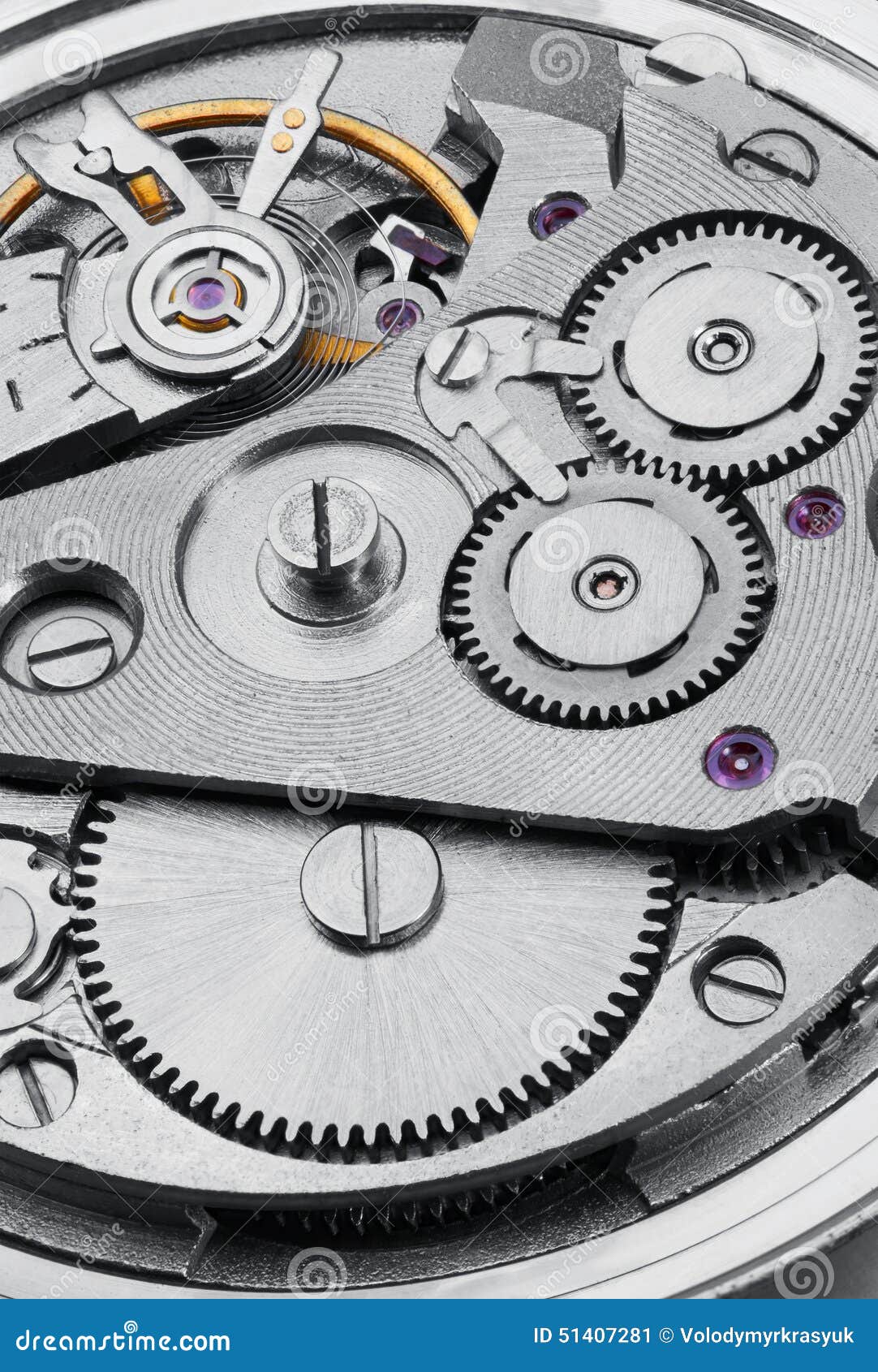 Clock mechanism with gears stock image. Image of gear - 51407281