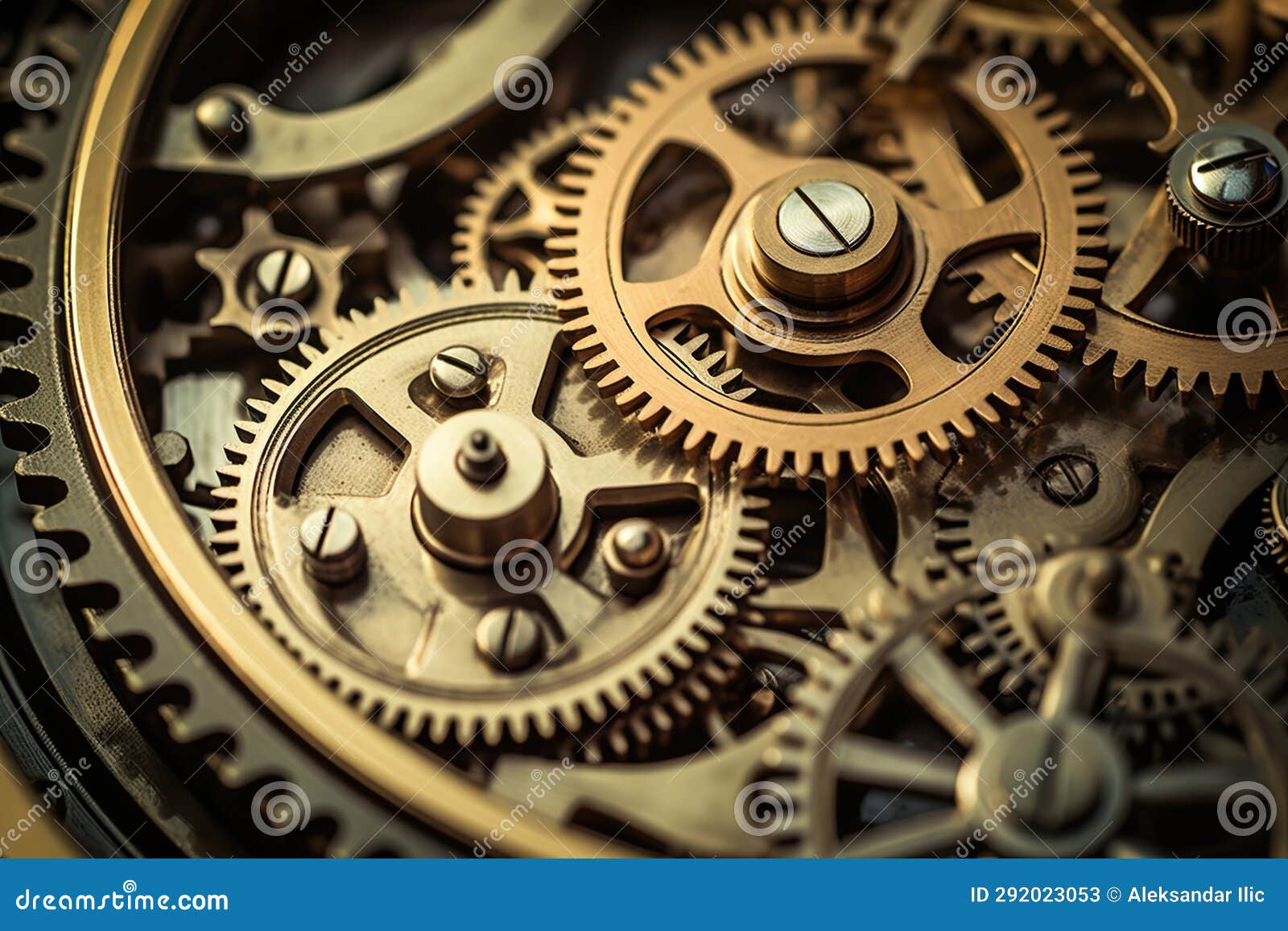 Clock Mechanism with Gears and Cogs. Closeup Macro Shot. Generative Ai ...