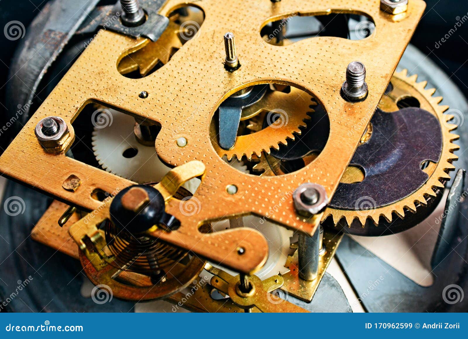Clock Mechanism Gears and Cogs. Metal Gears of Old Clock Mechanism ...