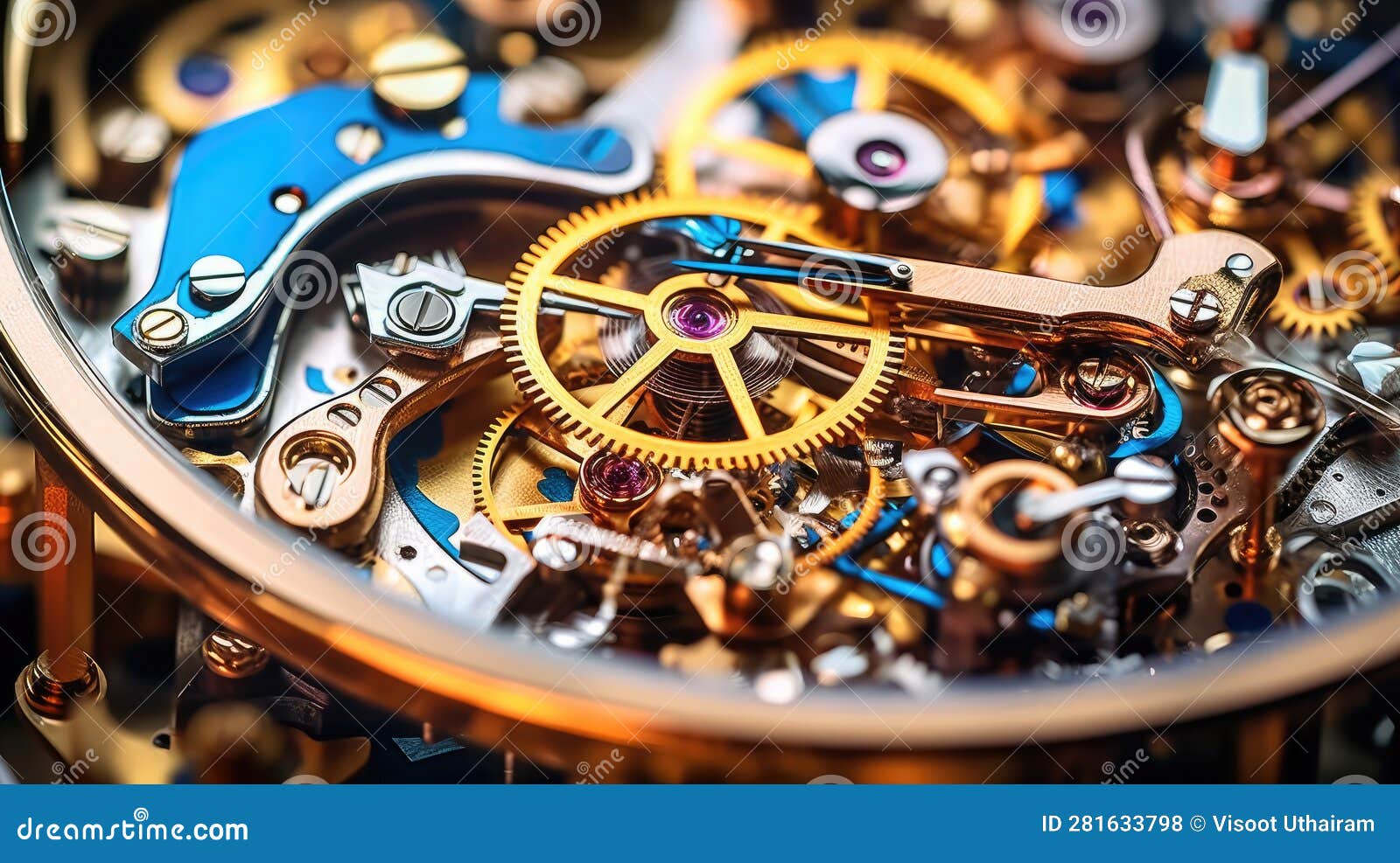 Clock Mechanism with Gears, Gears and Cogs in Clockwork Watch Mechanism ...