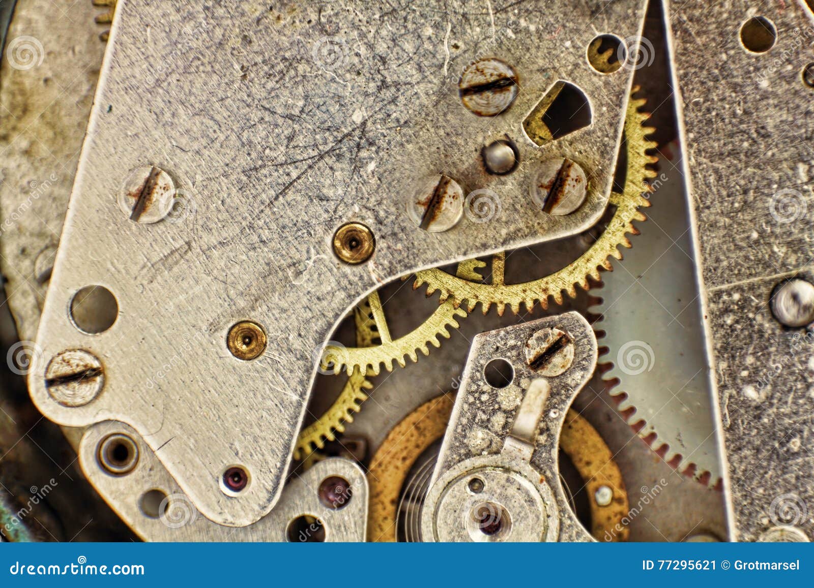 Clock Mechanism with Gears Taken Closeup. Stock Image - Image of ...