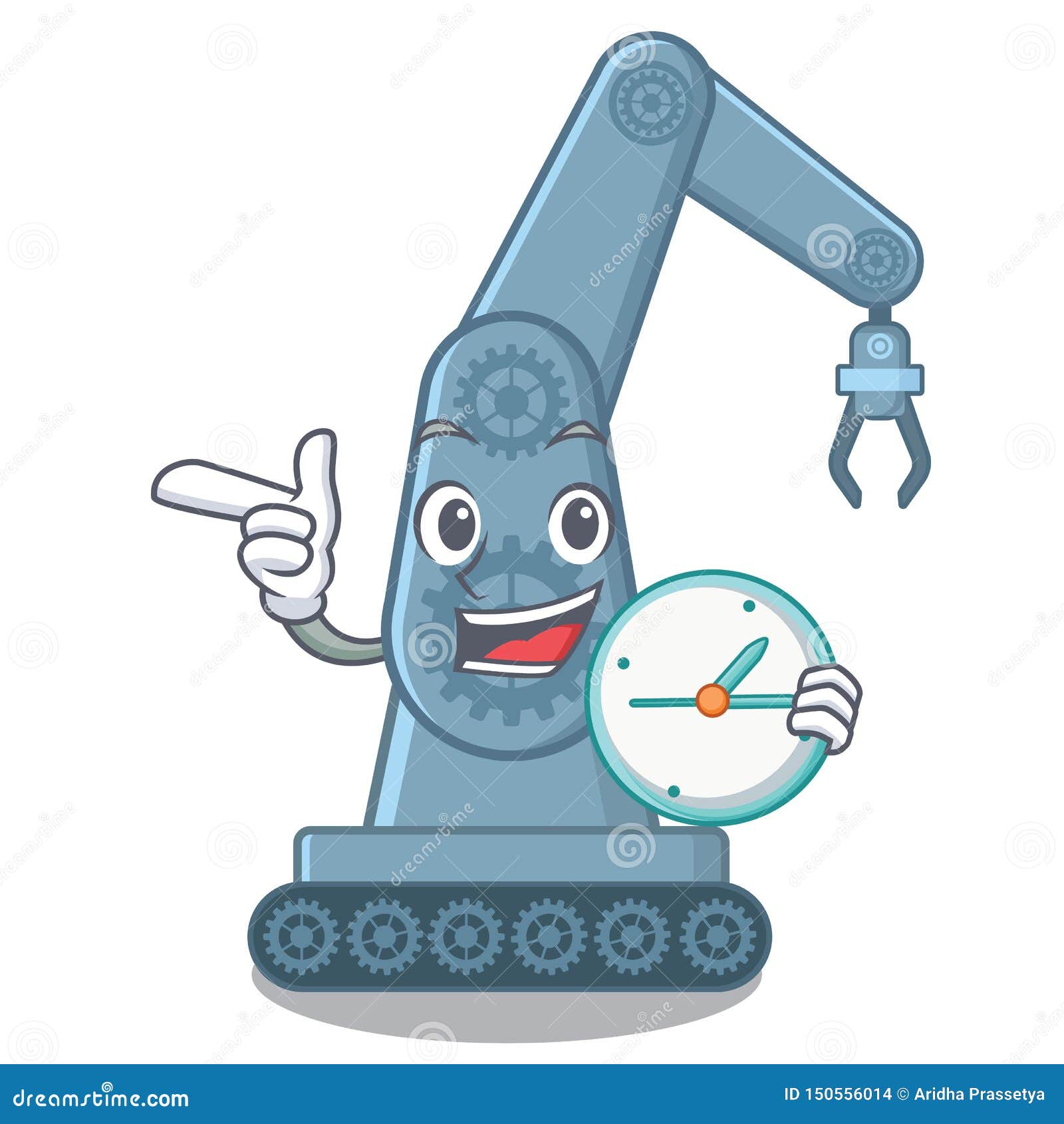 With Clock Mechatronic Robotic Arm in Mascot Shape Stock Vector ...