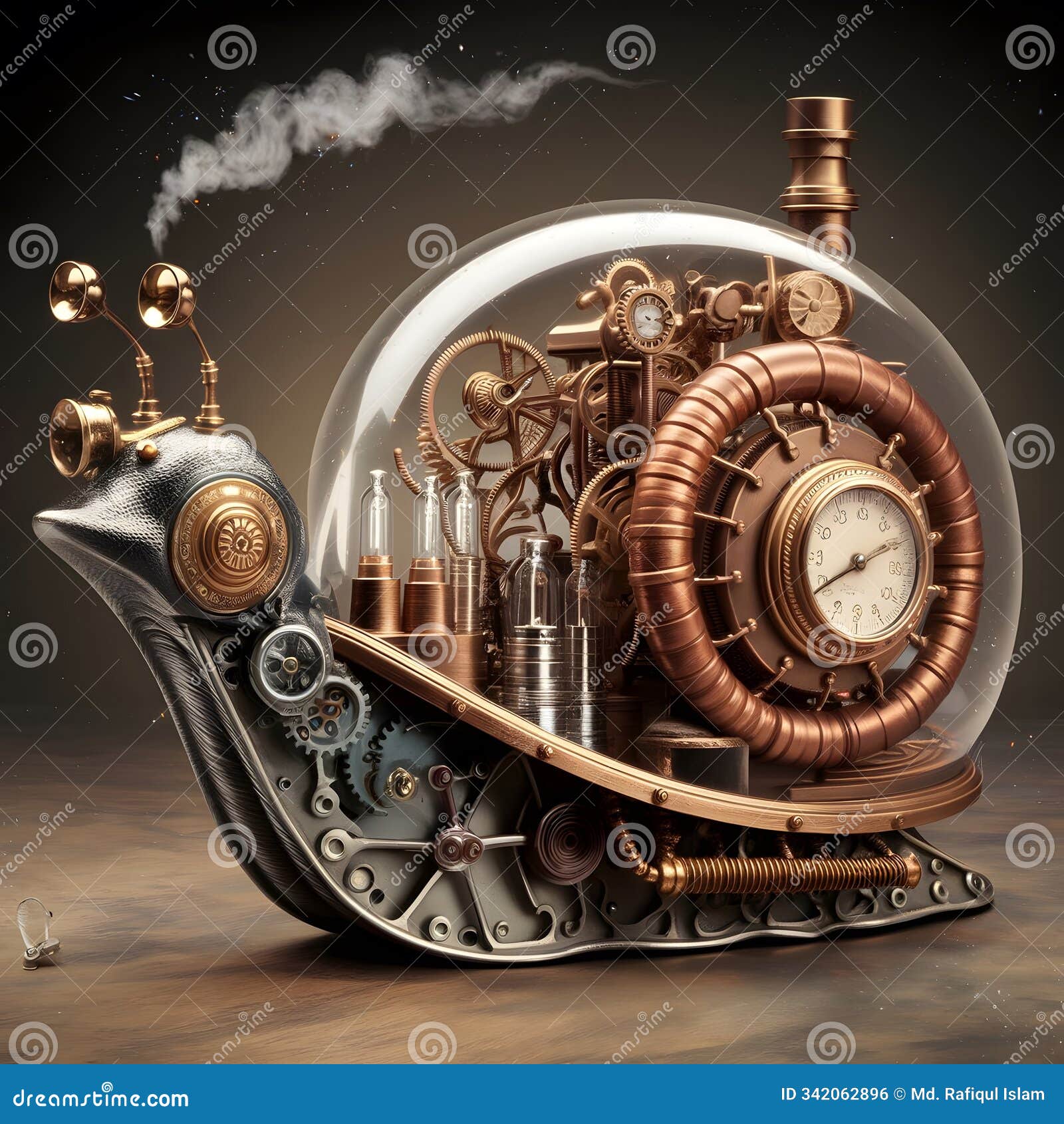 Gothic Clock Meticulously Detailed Snail Steampunk Rendition Stock ...