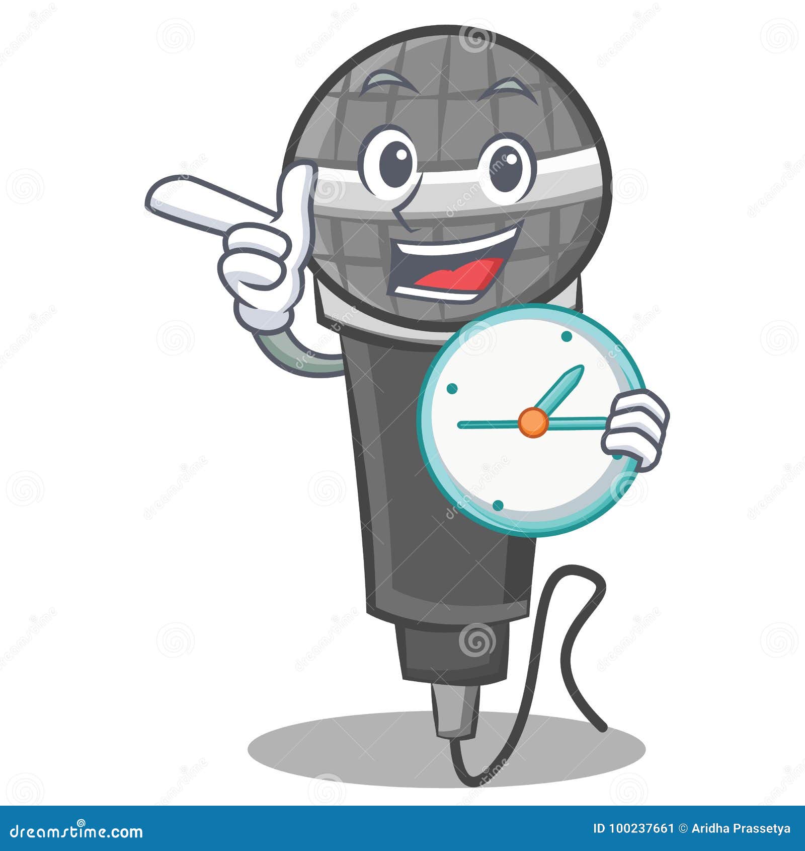 With Clock Microphone Cartoon Character Design Stock Vector ...