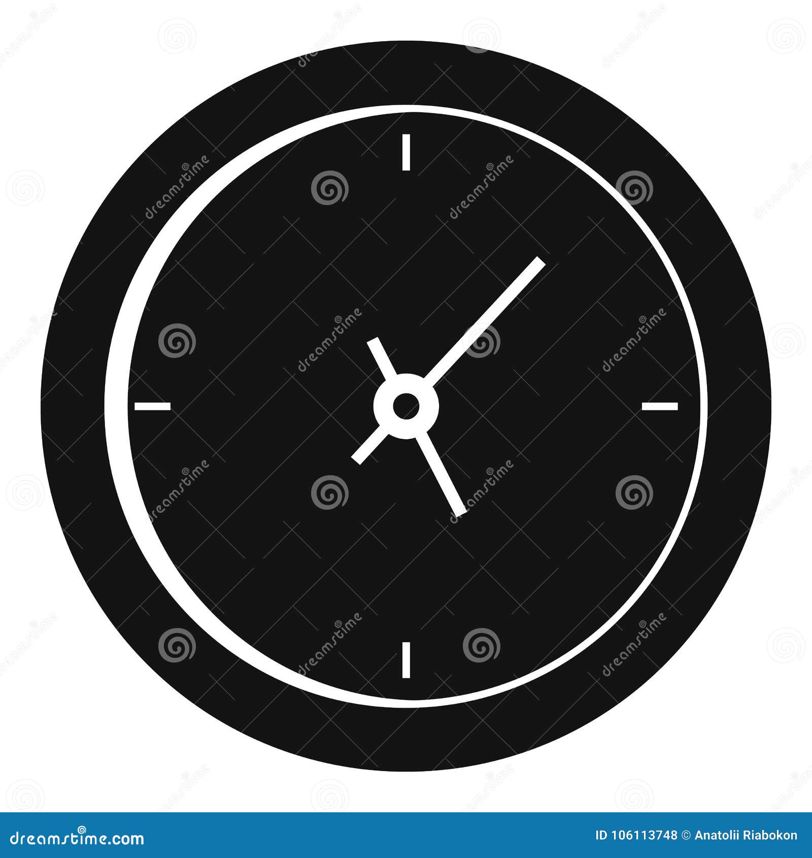 Clock Minimal Icon, Simple Black Style Stock Vector - Illustration of ...