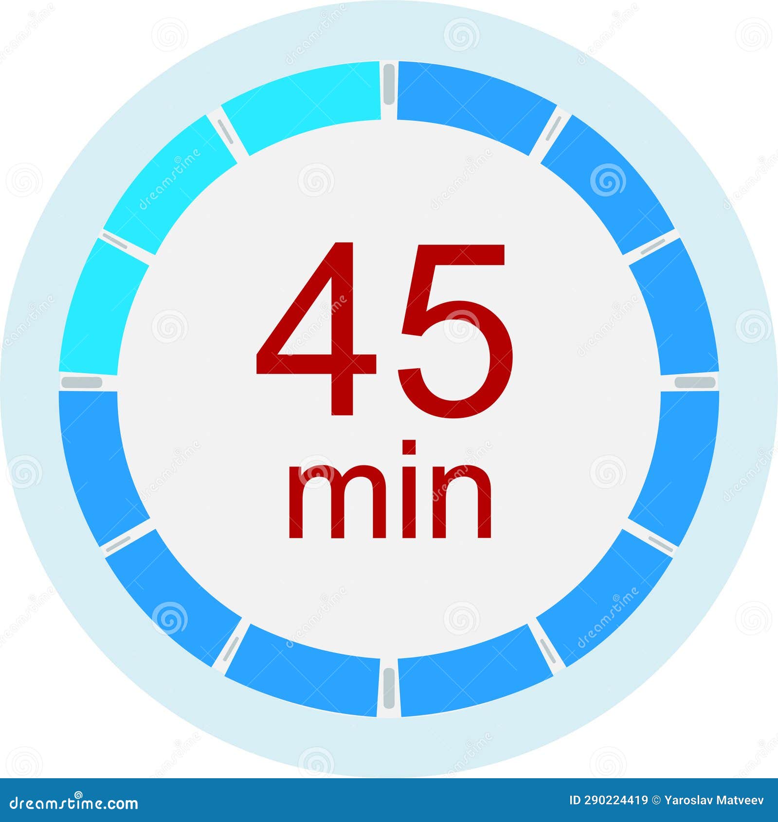Clock. 45 minutes stock vector. Illustration of signage - 290224419