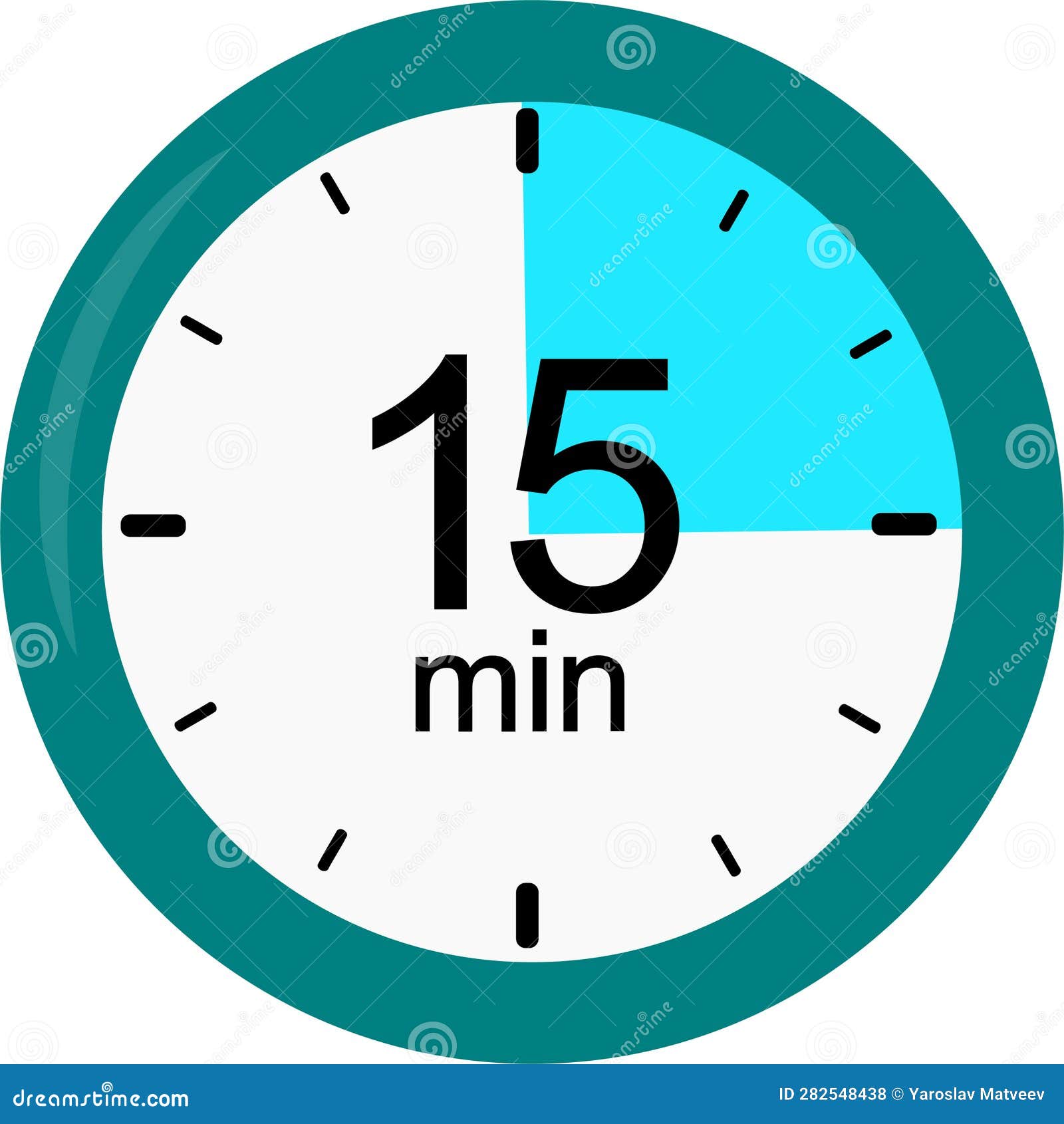 Clock. 15 minutes stock vector. Illustration of circle - 282548438