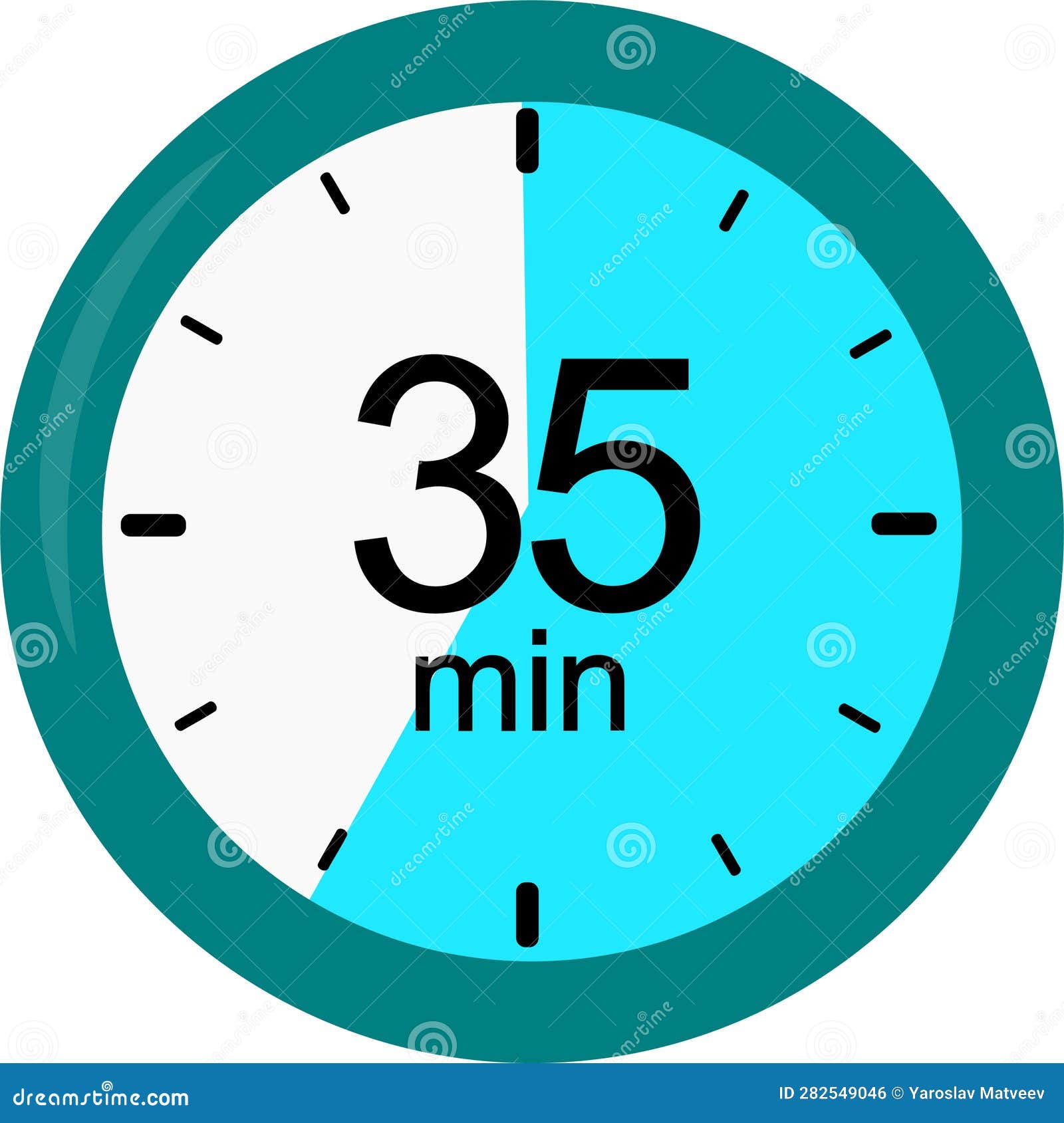 Clock. 35 minutes stock vector. Illustration of circle - 282549046