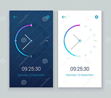 Clock Mobile App Concept UI Design Day and Night. Clock User Interface ...