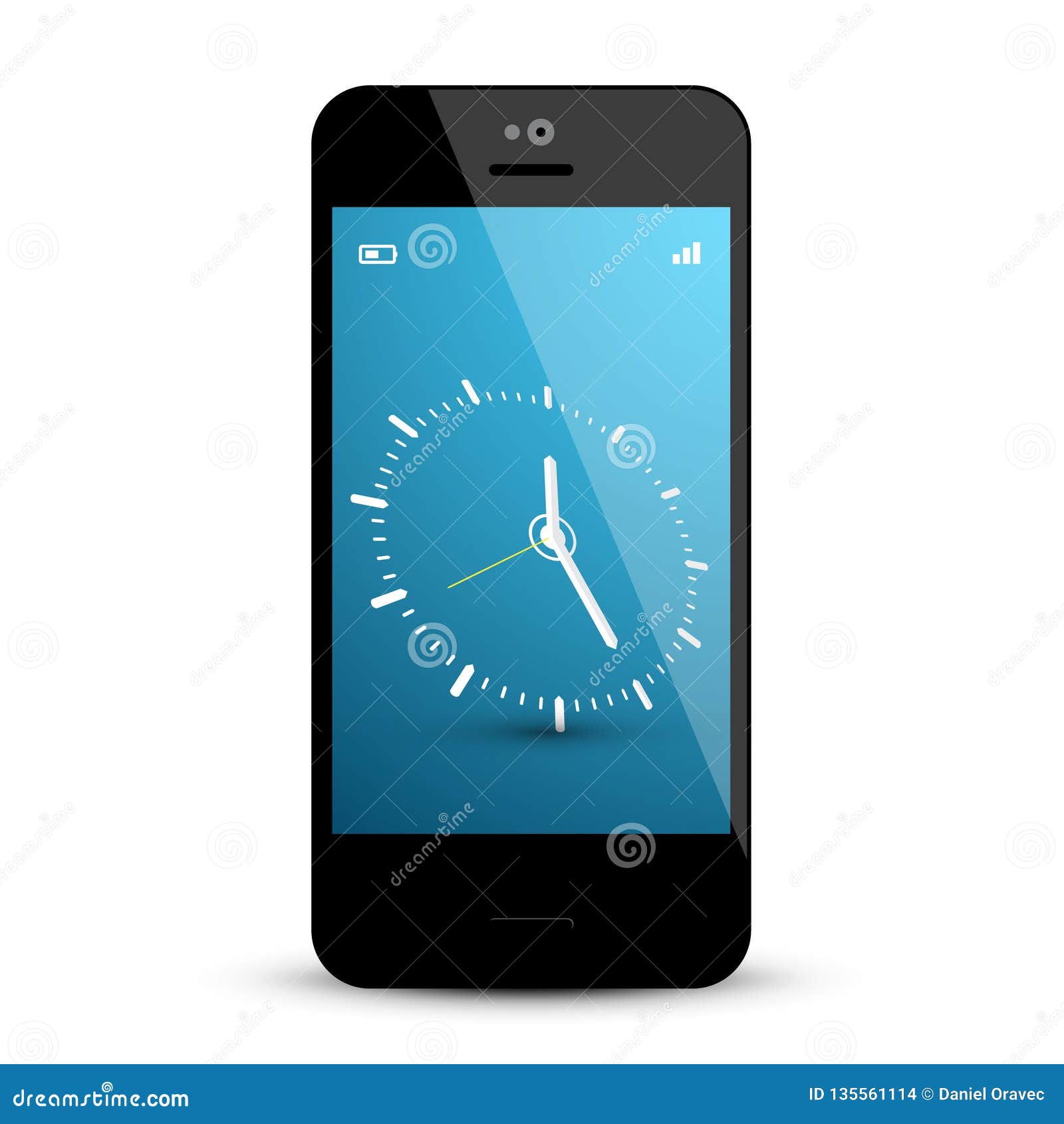 Clock on Mobile Phone Screen Stock Vector - Illustration of phone ...
