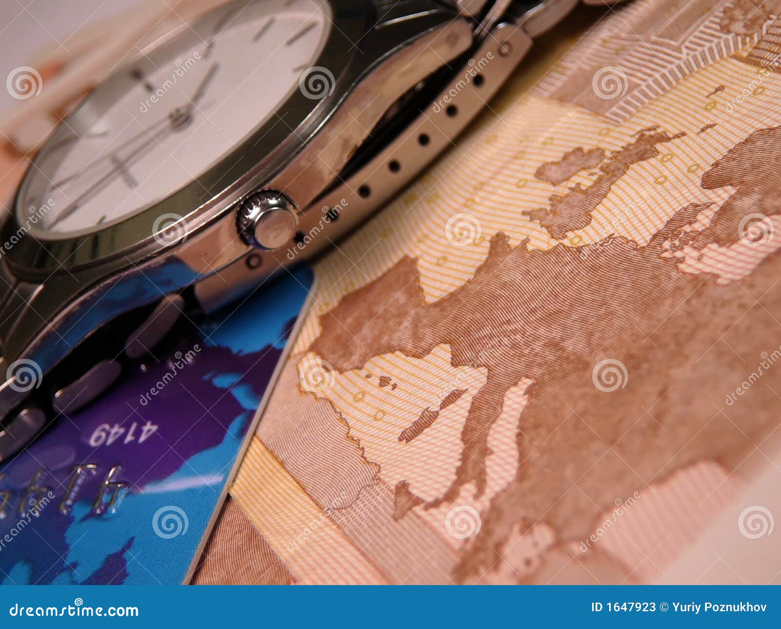 Clock and money stock image. Image of monetary, interest - 1647923